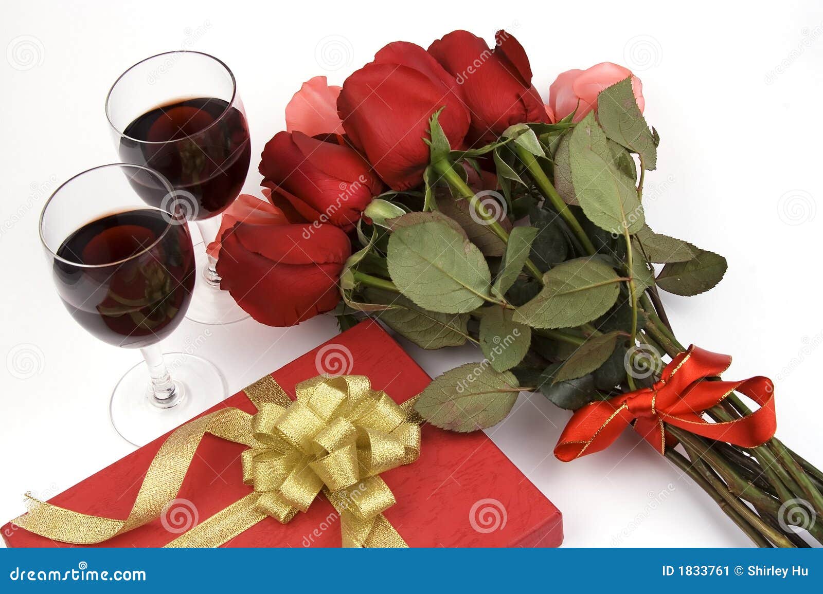 Roses with Present and Wine Stock Image - Image of enjoy, marriage: 1833761