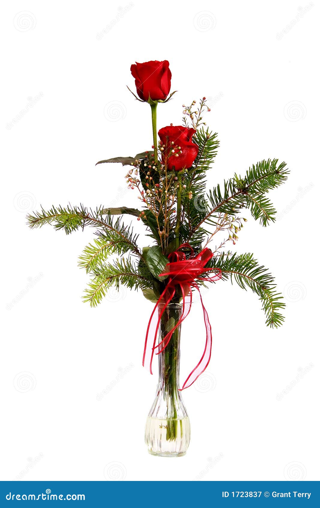 Roses Rouges Dans Un Vase En Cristal Image stock - Image du cristal ...