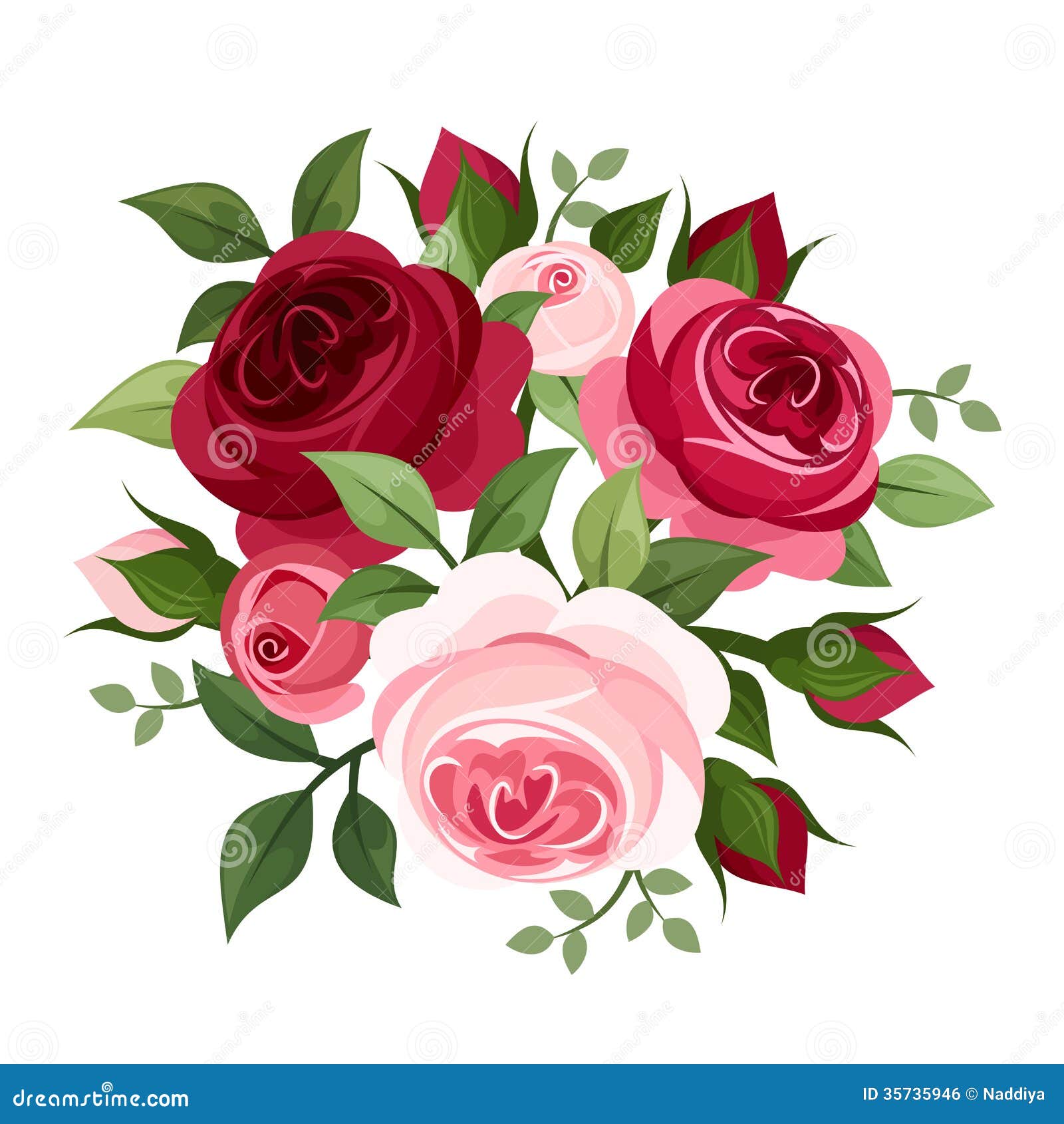 Roses rouges et roses. illustration de vecteur. Illustration du ...