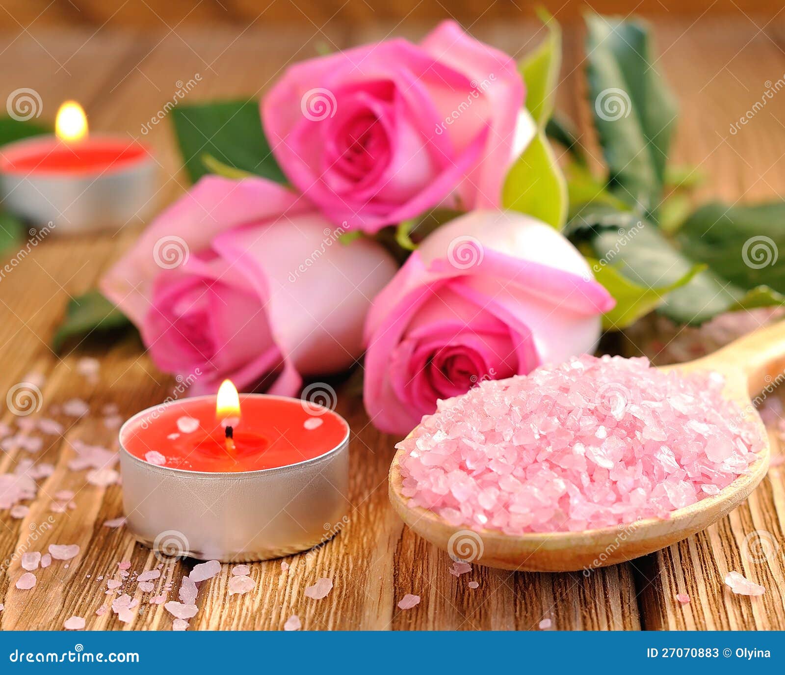 Roses, Sea Salt and Candles Stock Image - Image of light, health: 27070883