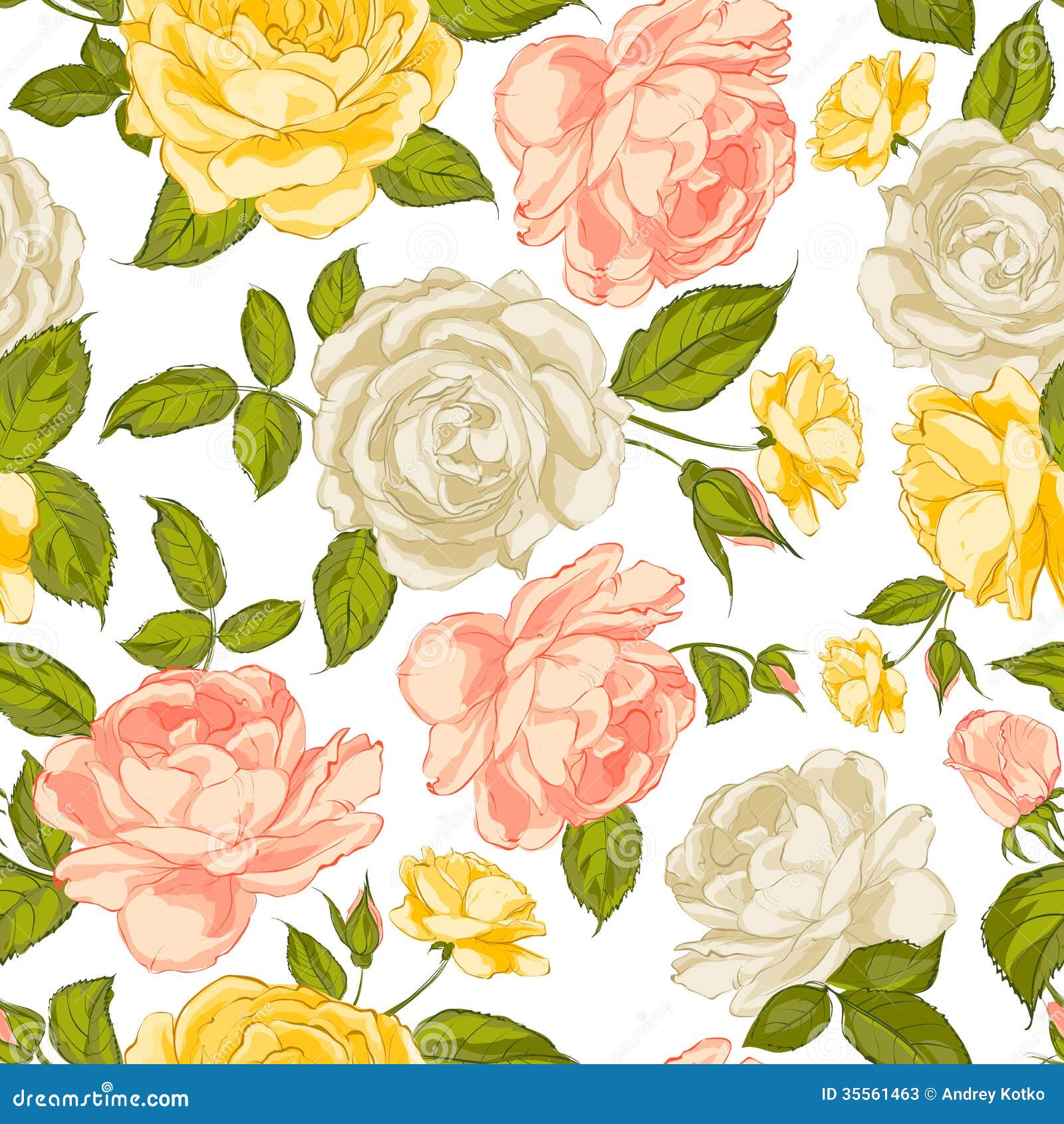 Roses seamless background. stock vector. Illustration of bloom - 35561463