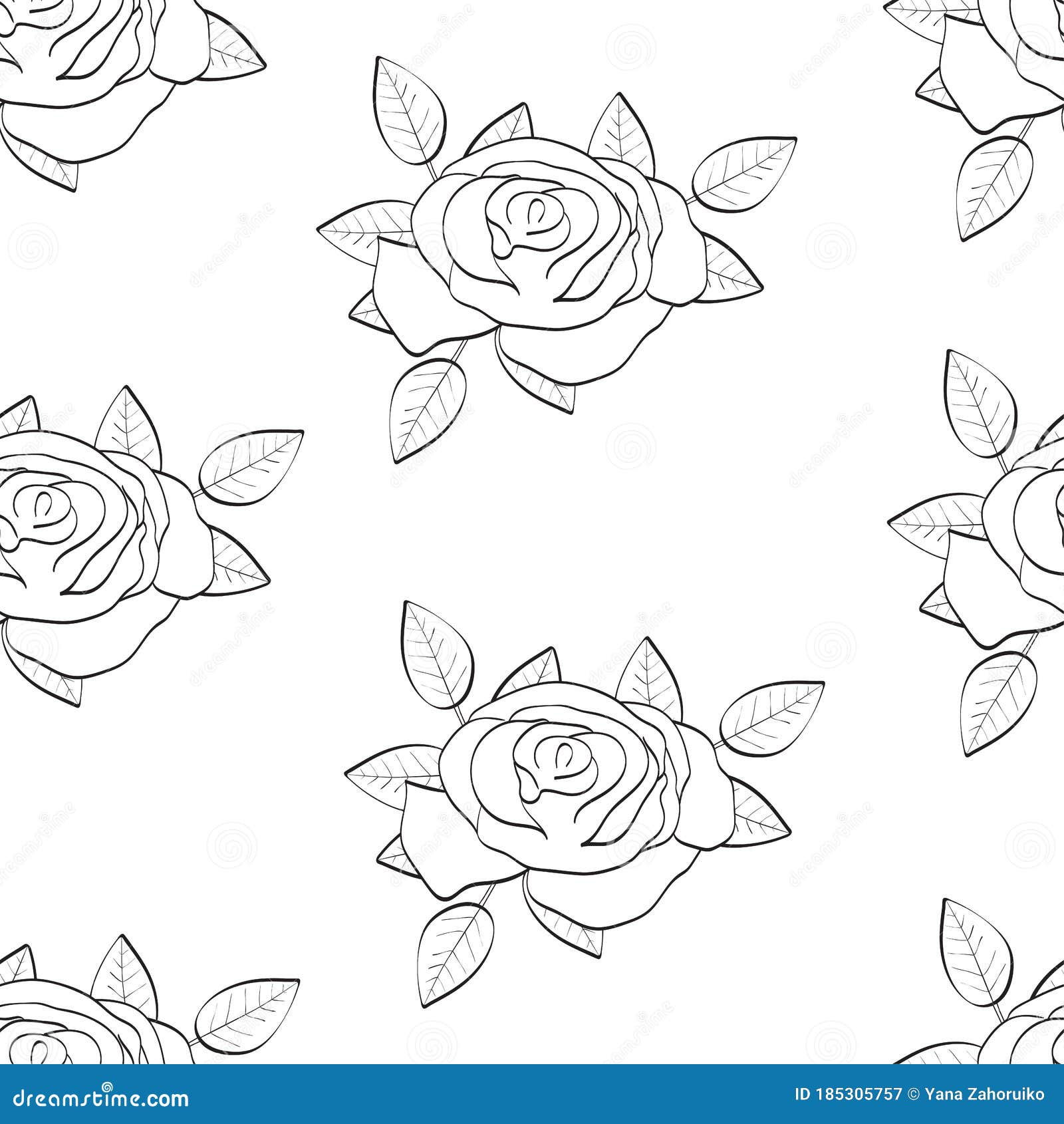 Roses. Seamless Pattern with Flowers Stock Vector - Illustration of ...