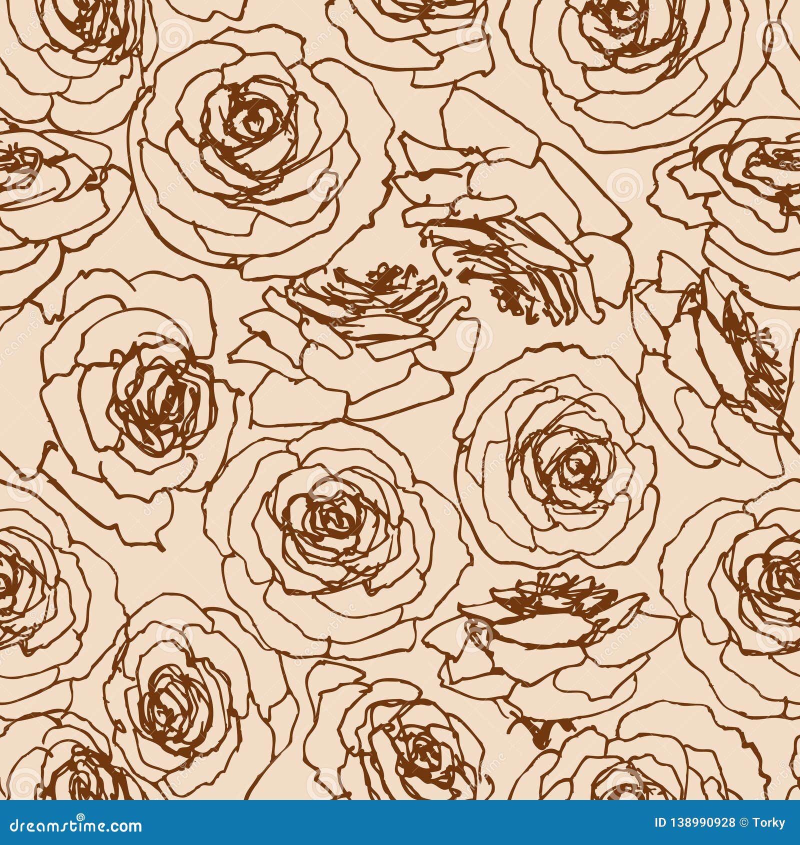 Roses Outlines Seamless Pattern Stock Vector - Illustration of print ...