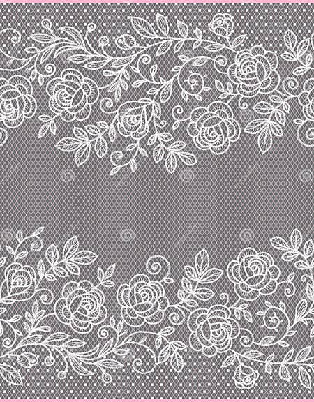 Roses Vertical Lace Seamless Pattern. Stock Vector - Illustration of ...