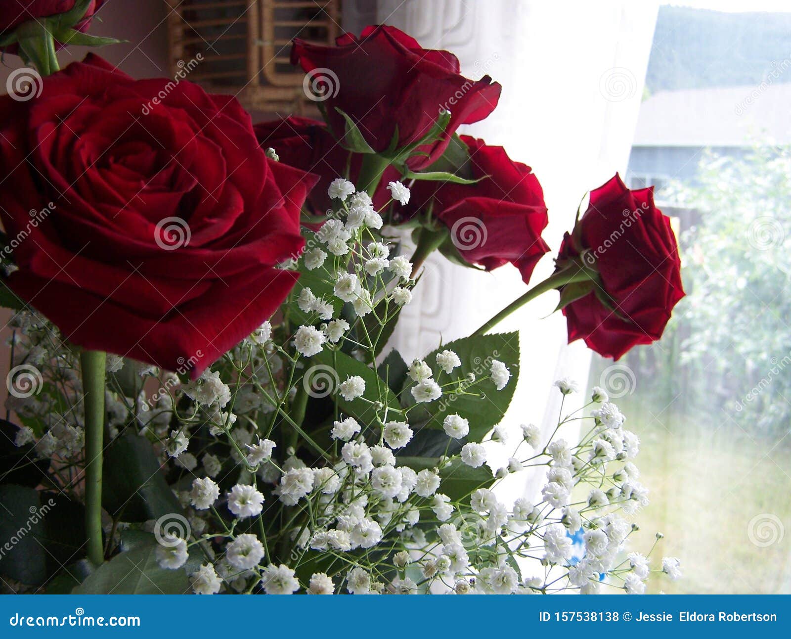 Roses in the window stock photo. Image of tiny, window - 157538138