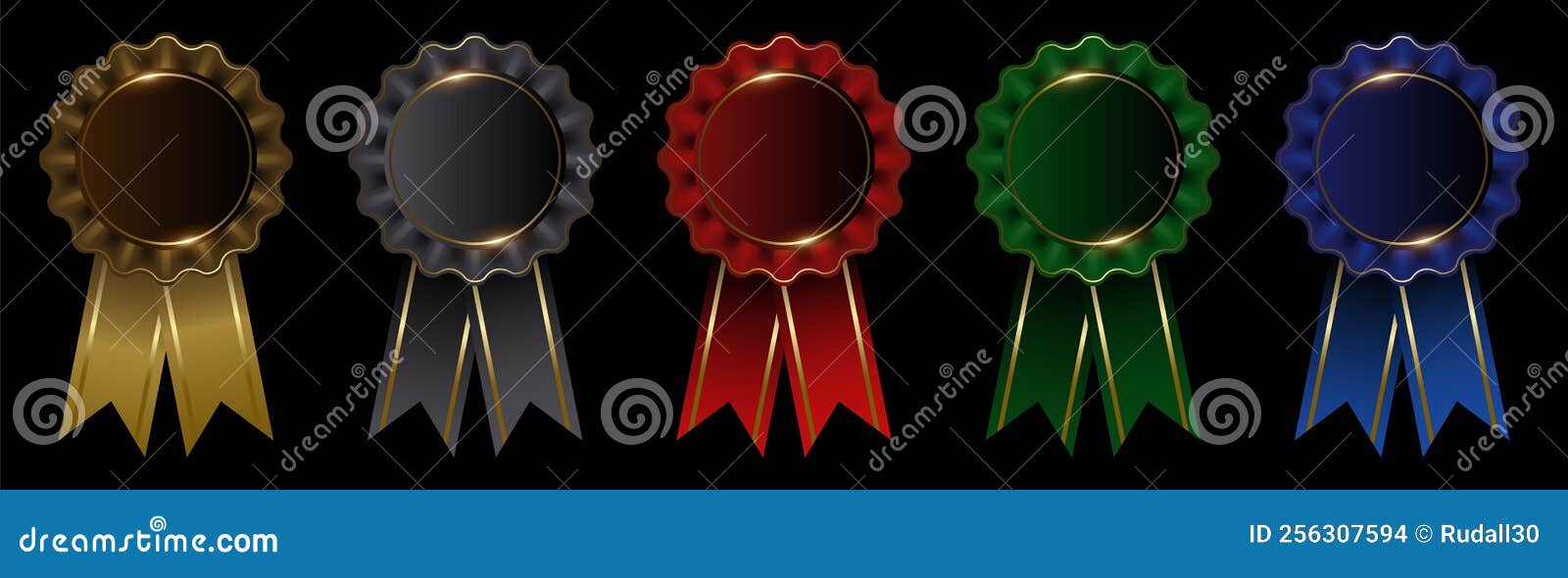 Rosette Badge Design in Five Colors Stock Vector - Illustration of ...