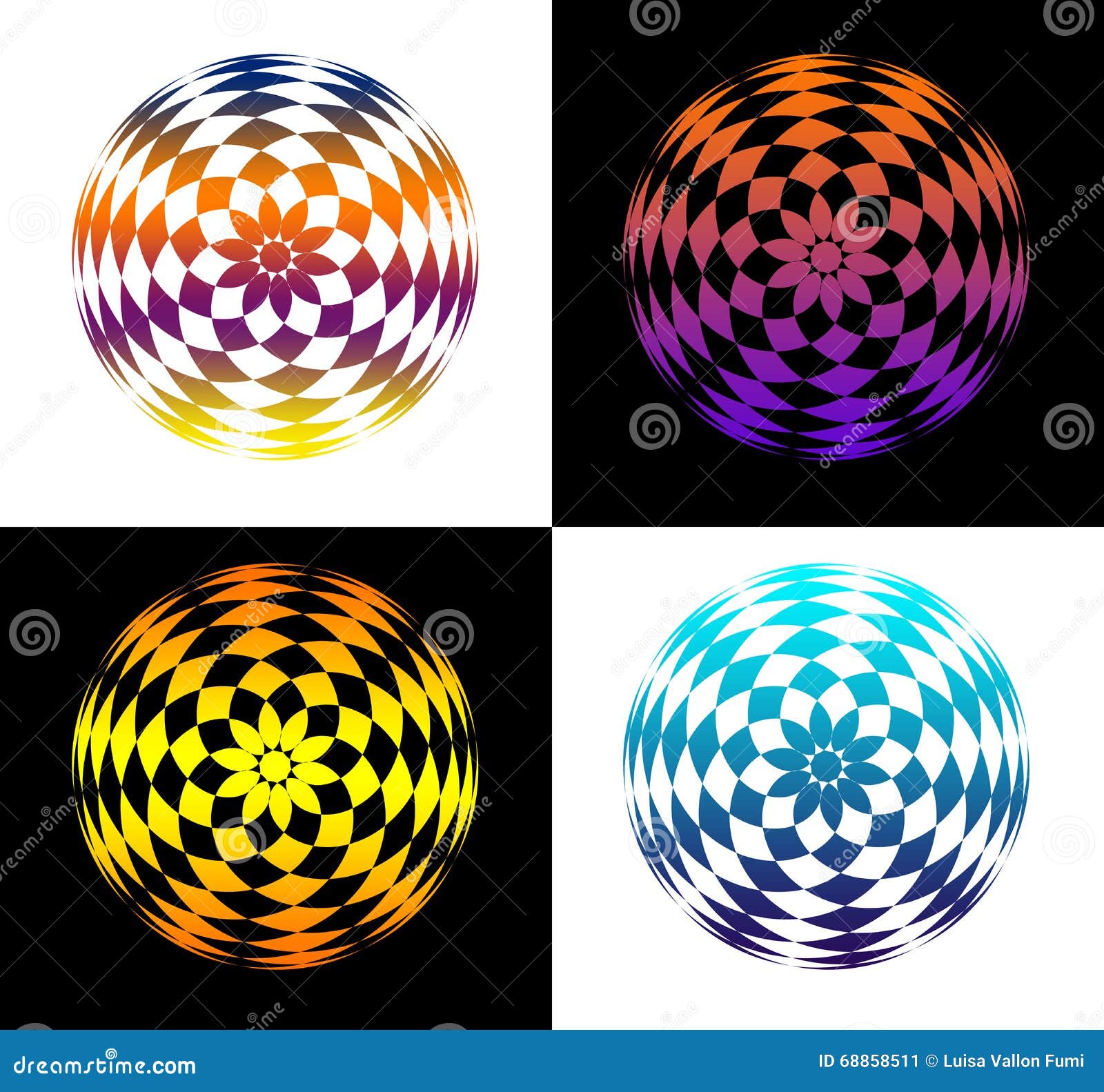 4 Rosette Circular Patterns with Different Color and Background Stock ...