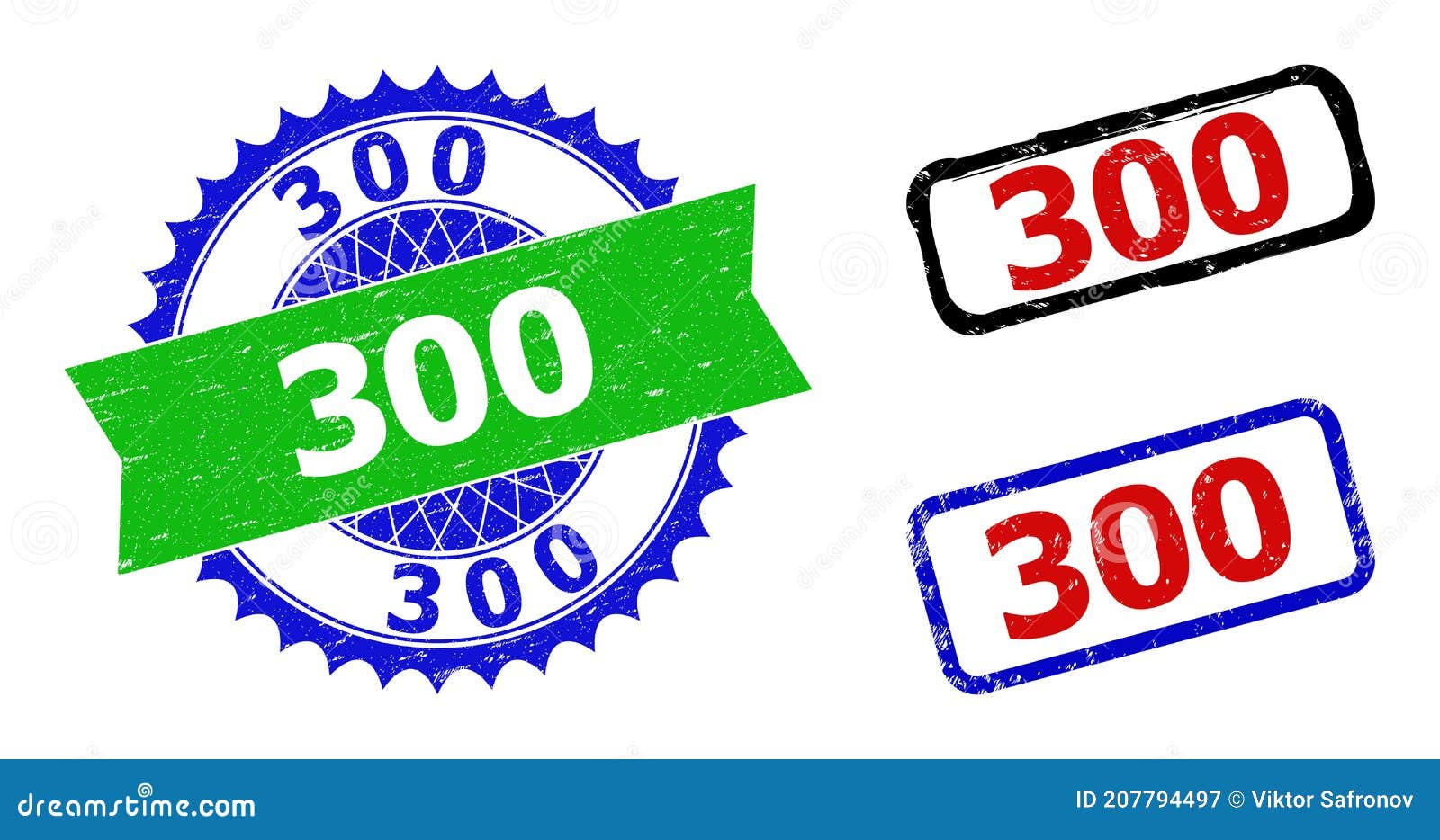 300 Rosette And Rectangle Bicolor Stamps With Corroded Styles Stock