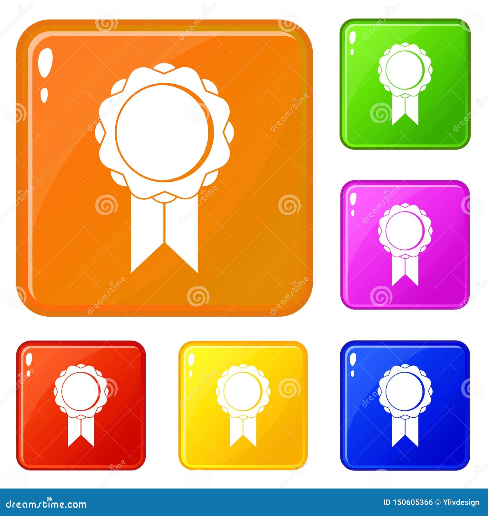 Rosette with Ribbon Icons Set Vector Color Stock Vector - Illustration ...