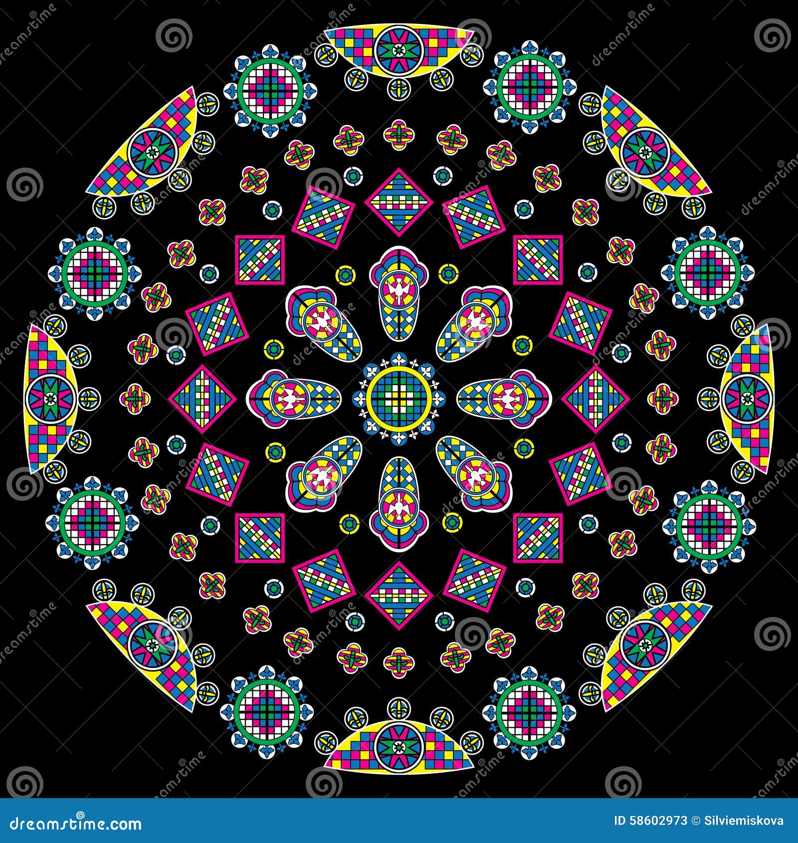 Rosette Window Leadlight Radial Dot Patterns Vector Illustration ...