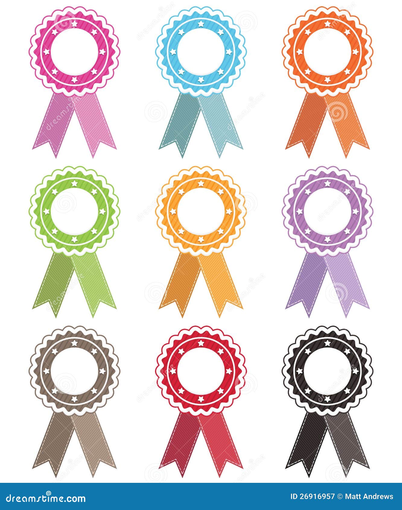 Rosettes with ribbons stock vector. Illustration of ribbon - 26916957