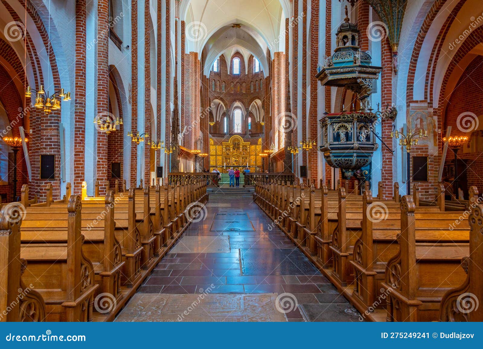 Roskilde, Denmark, June 23, 2022: Interior of the Roskilde Cathe ...