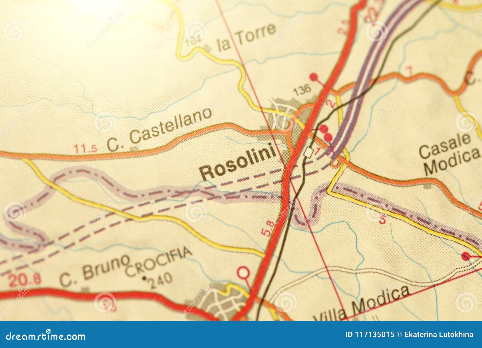 Rosolini. Map stock image. Image of italy, mark, road - 117135015