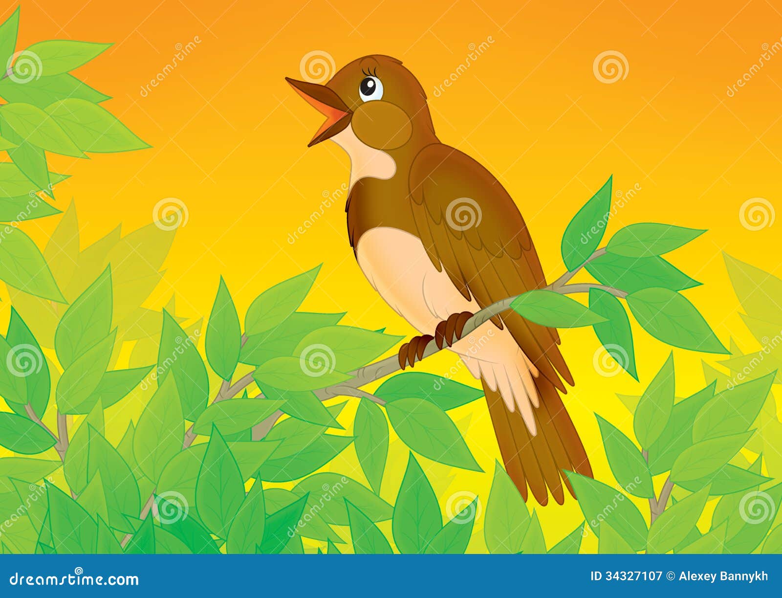 Rossignol illustration stock. Illustration of oiseau - 34327107
