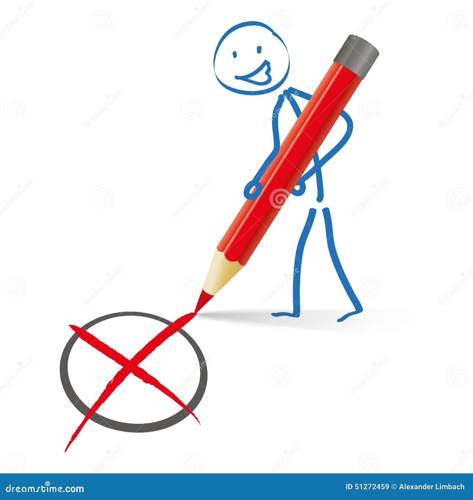Rosso Pen Vote di Stickman illustrazione vettoriale. Illustrazione di ...
