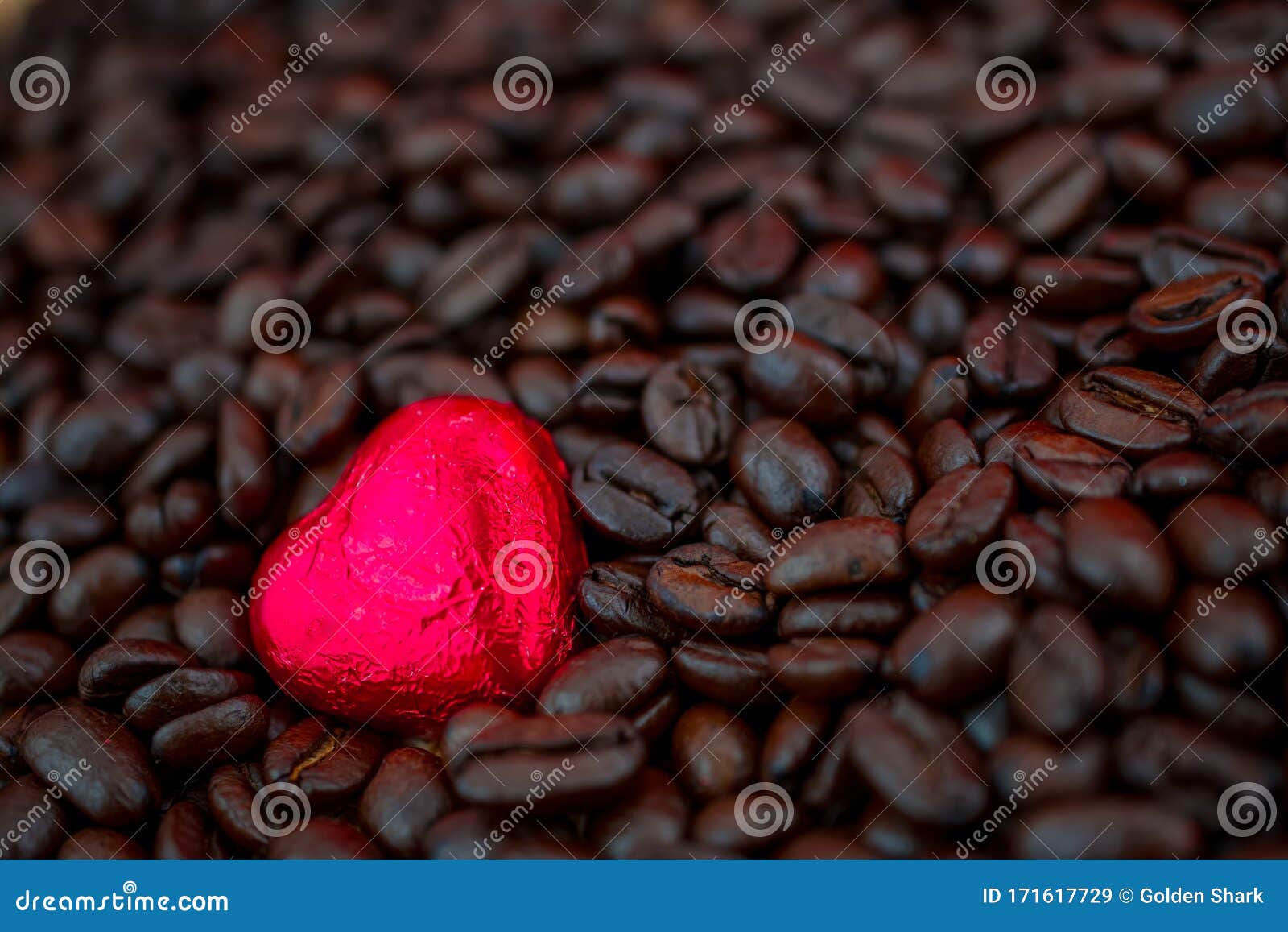 Rosted Coffee Beans With Heart Chocolate Stock Image Image Of Grain