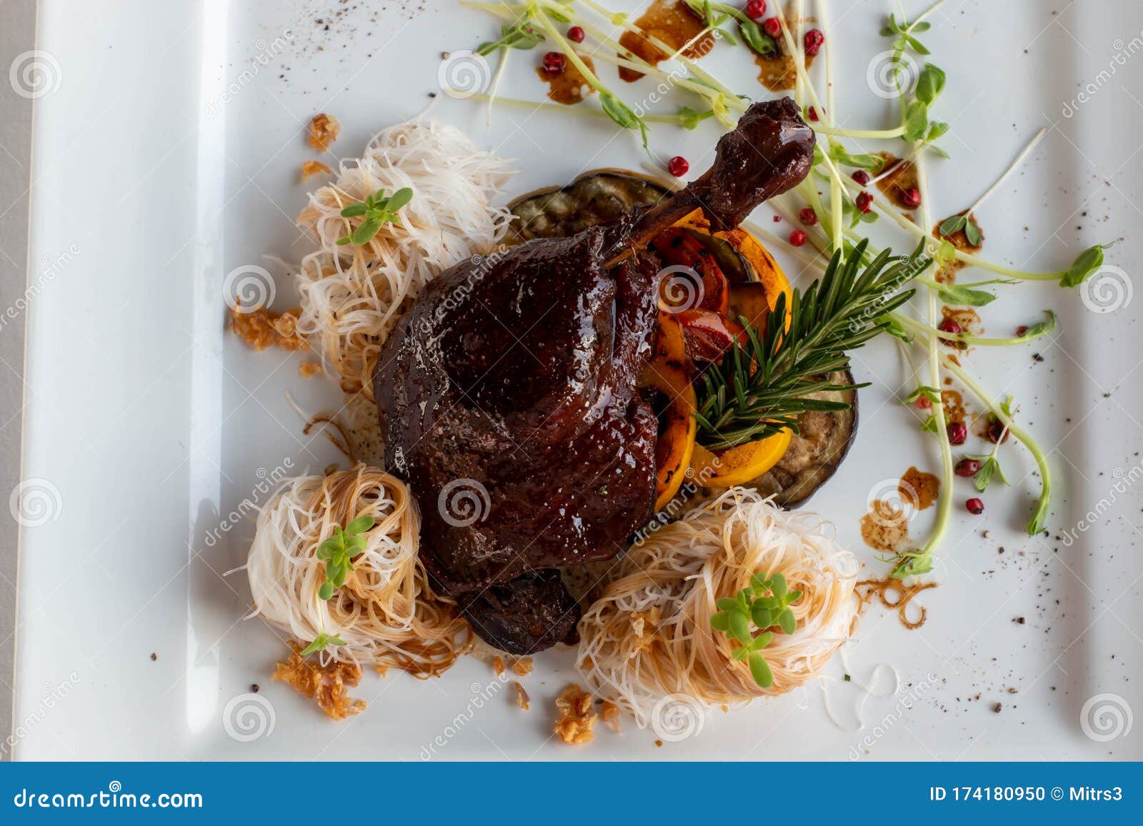 Rosted Duck Steak on White Plate Stock Photo - Image of dish, steak ...