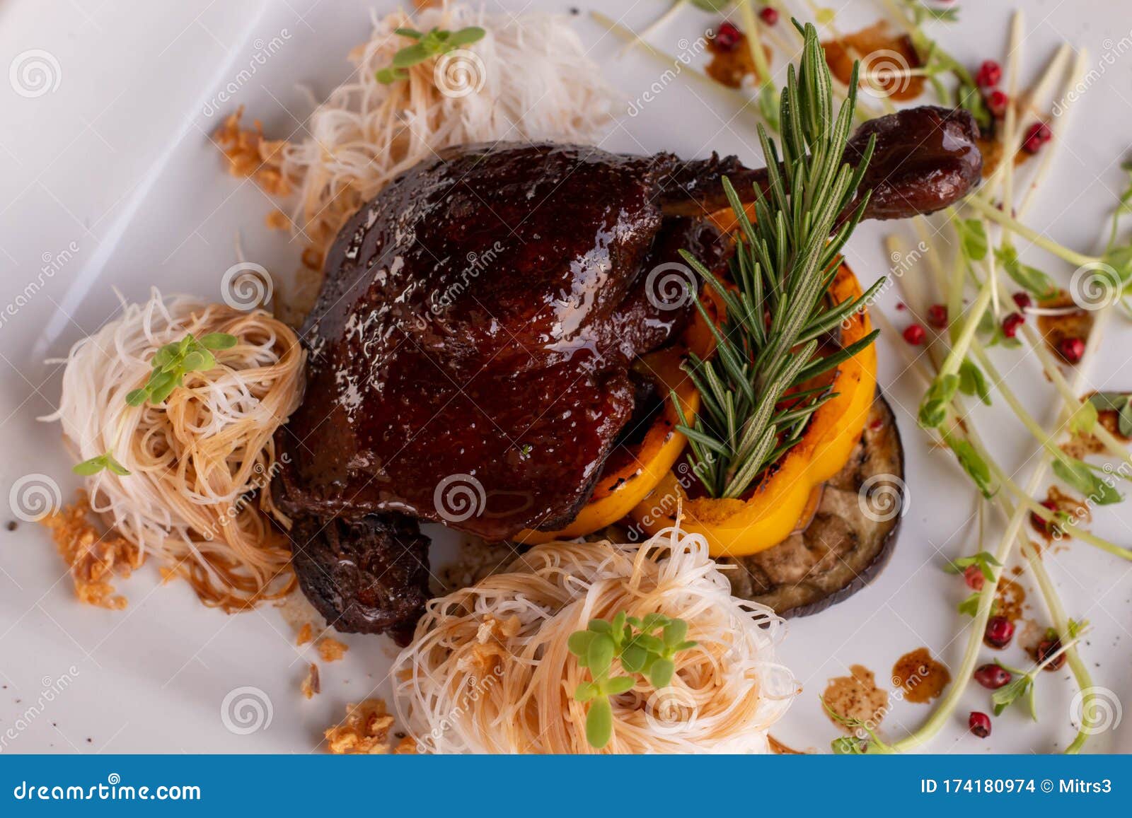 Rosted Duck Steak on White Plate Stock Photo - Image of plate, beef ...