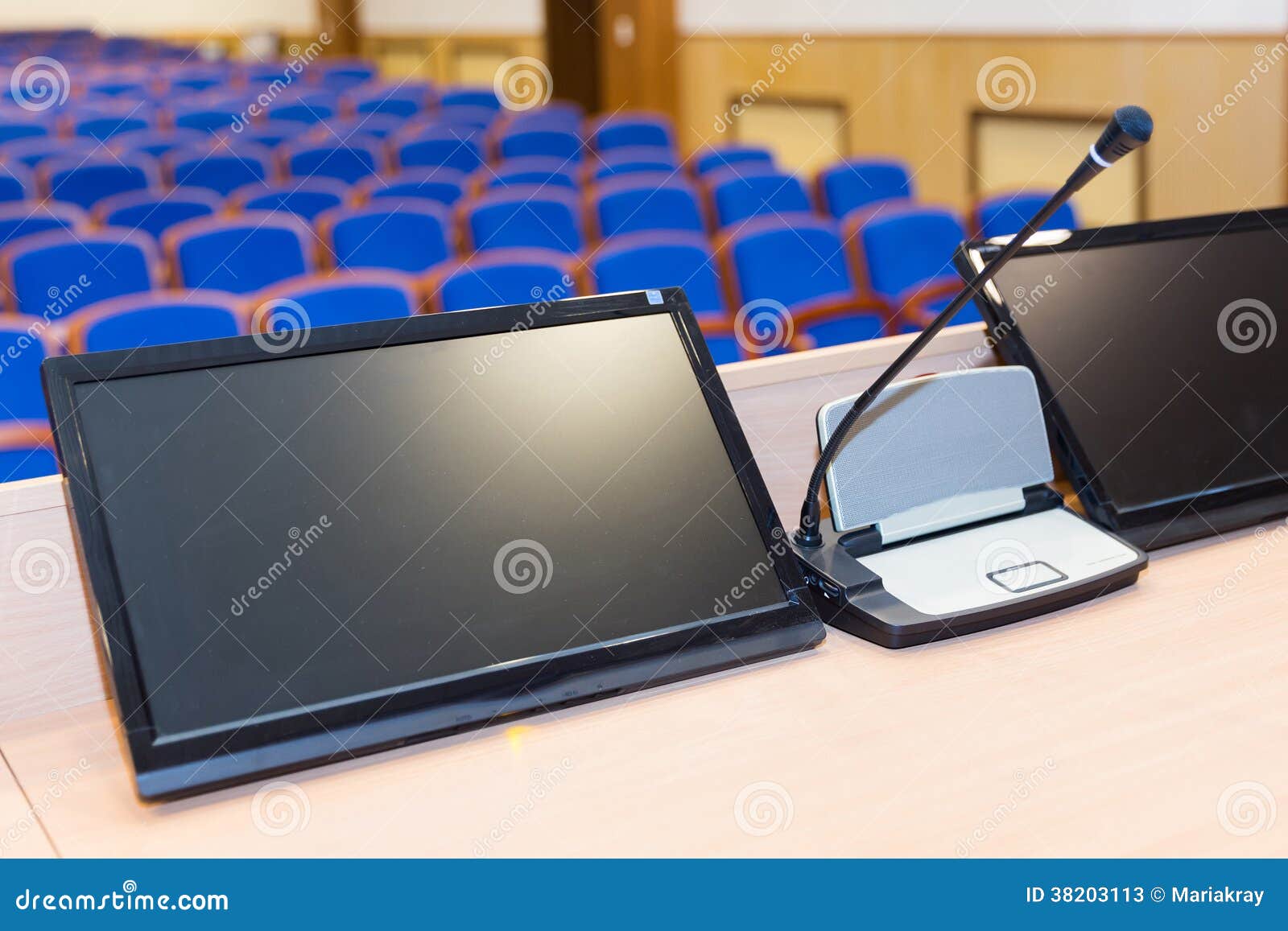Rostrum in conference hall stock image. Image of microphone - 38203113