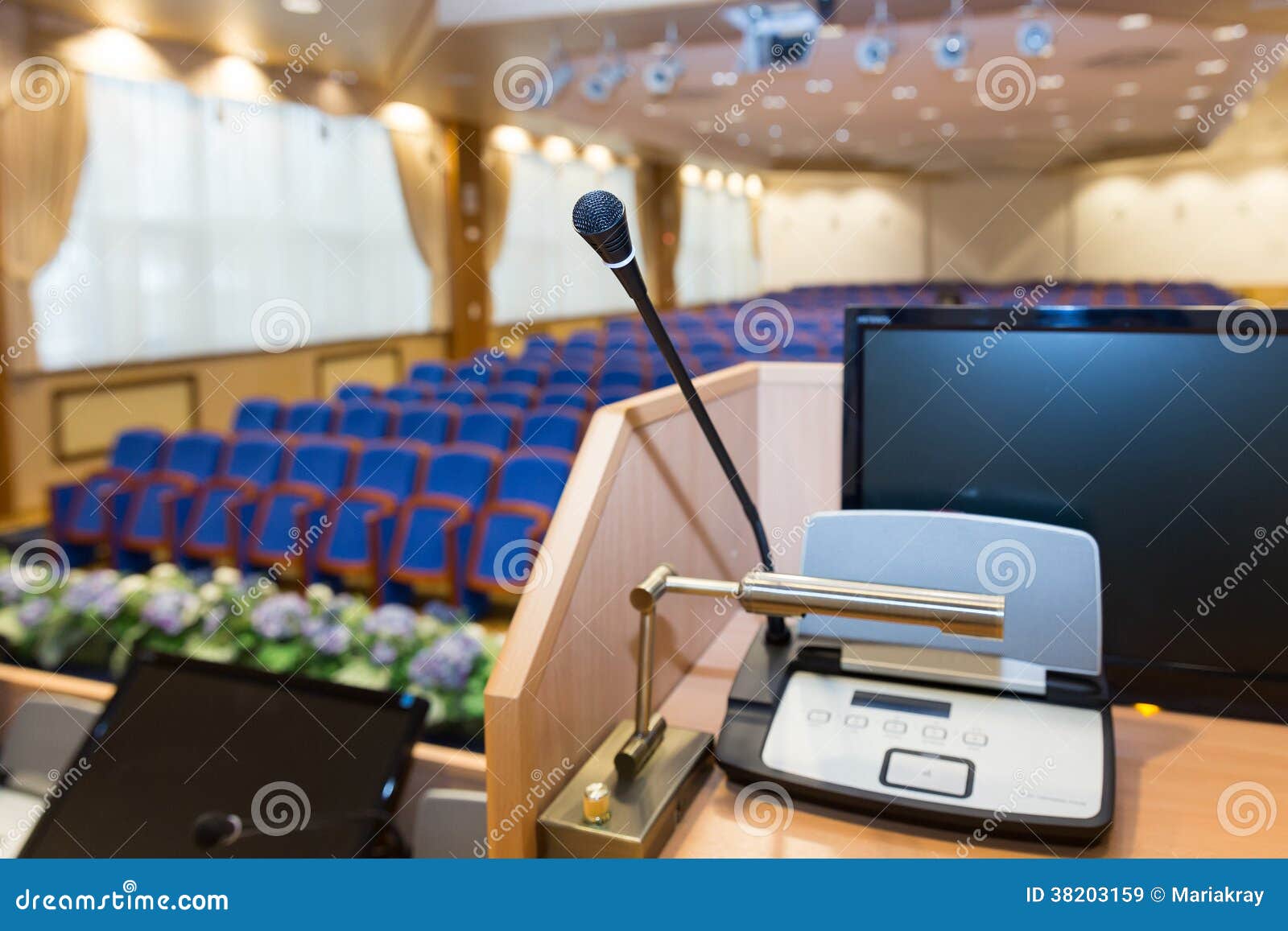 Rostrum in conference hall stock image. Image of computer - 38203159
