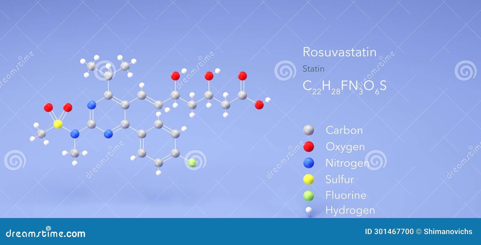 Rosuvastatin Molecule 3d, Molecular Structure, Ball And Stick Model ...