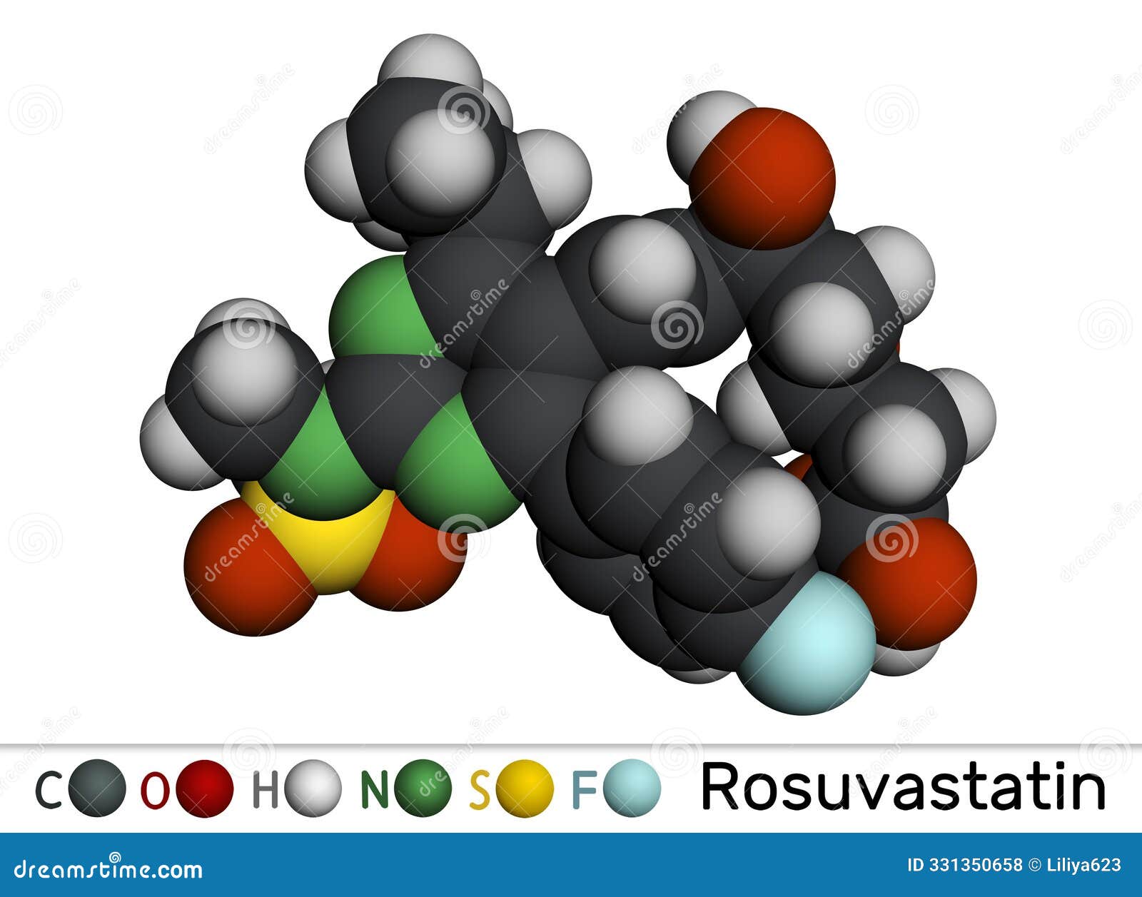 Rosuvastatin Molecule 3d, Molecular Structure, Ball And Stick Model ...
