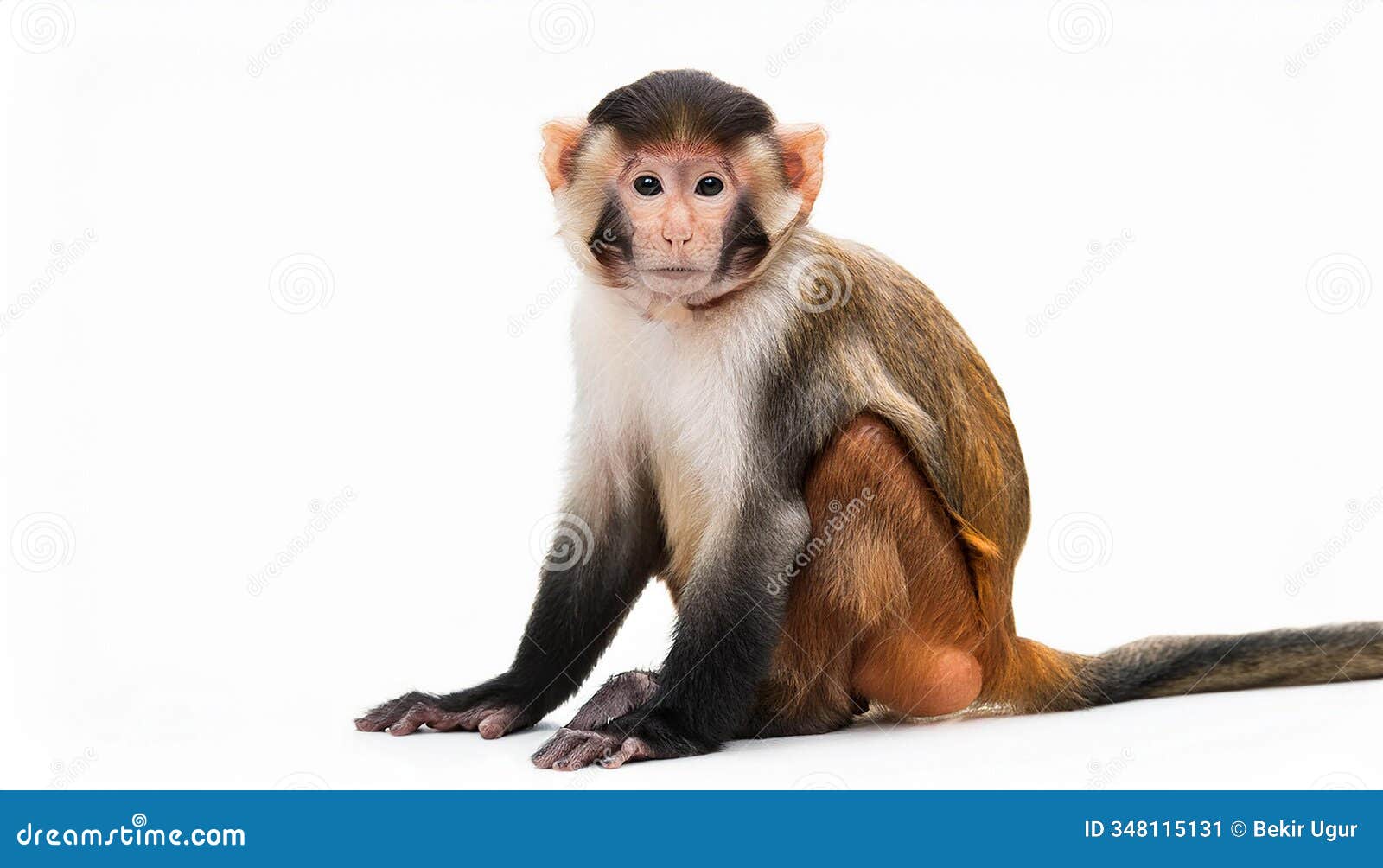 The Rosy-Cheeked Monkey, Isolated On A White Background. Royalty-Free ...