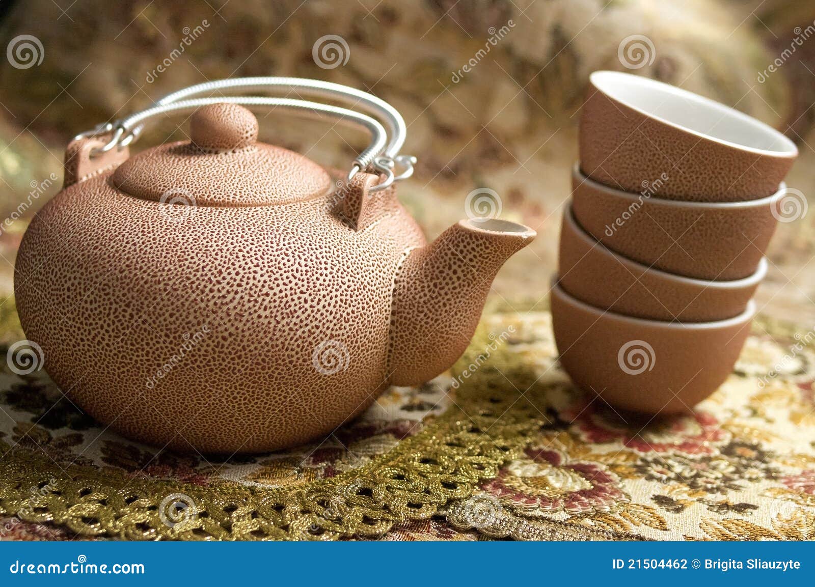 Rosy set for tea stock photo. Image of idea, serviettes - 21504462