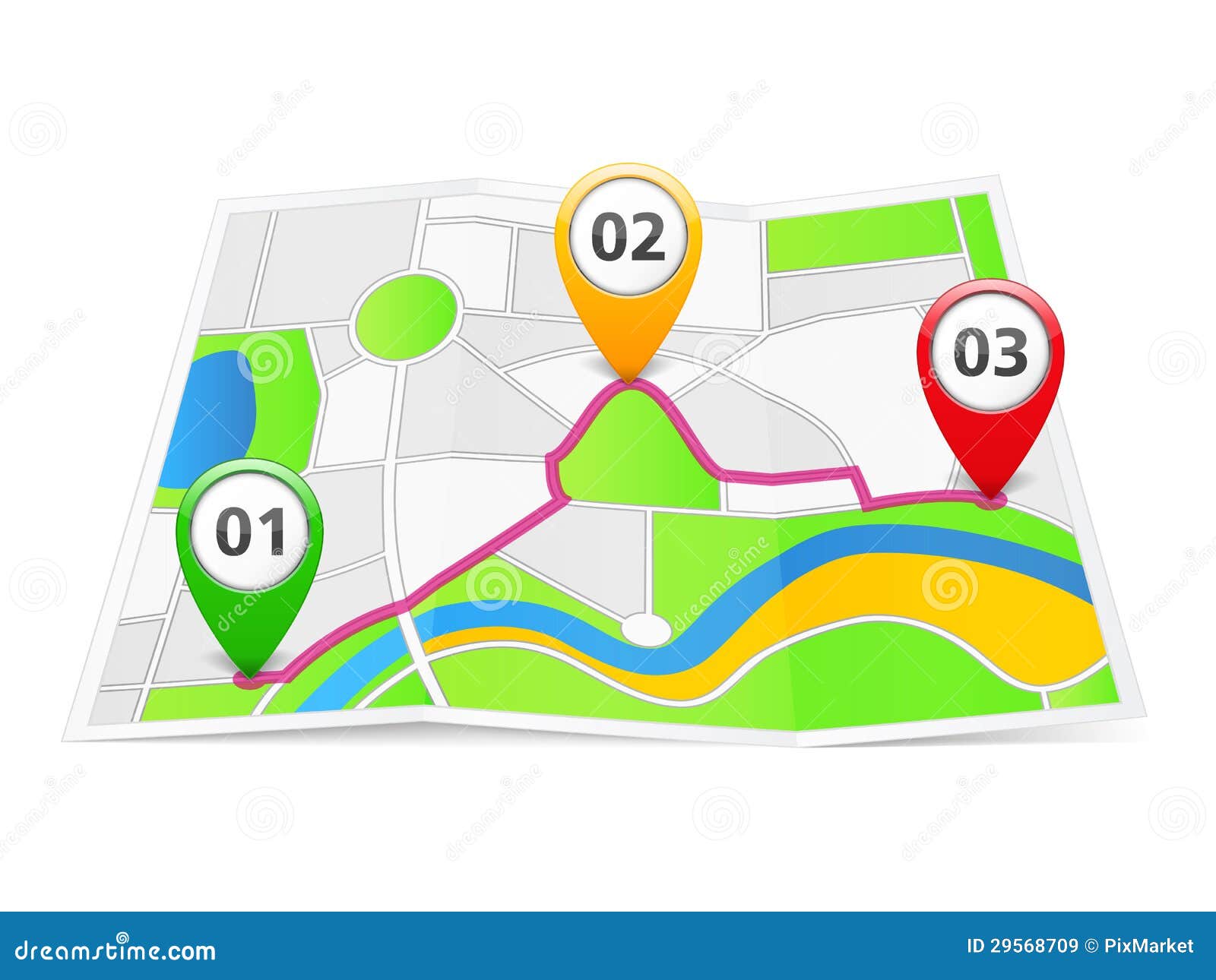 Rota no mapa ilustração do vetor. Ilustração de lugar - 29568709