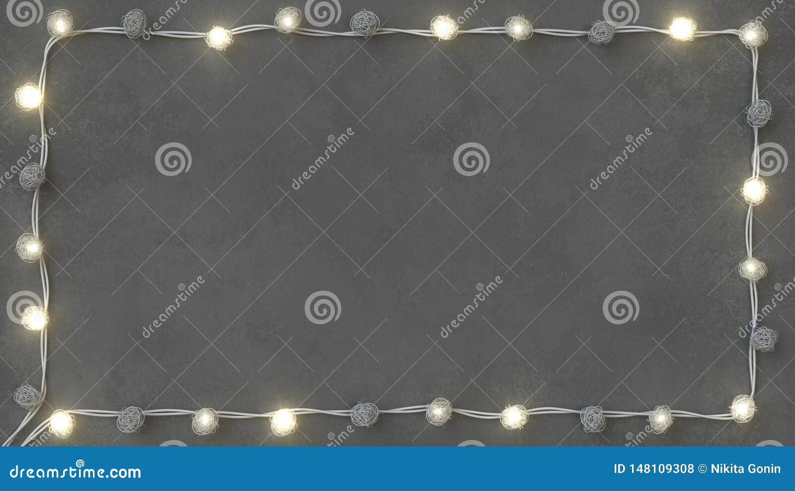 Rotang String Lights on Concrete Background 3D Render Stock ...