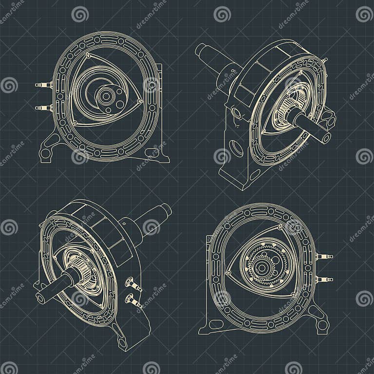 Rotary engine drawing stock vector. Illustration of technology - 180861131