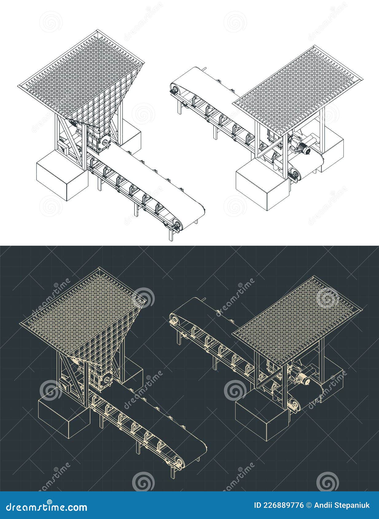 Rotary Feeder Isometric Blueprints Vector Illustration | CartoonDealer ...