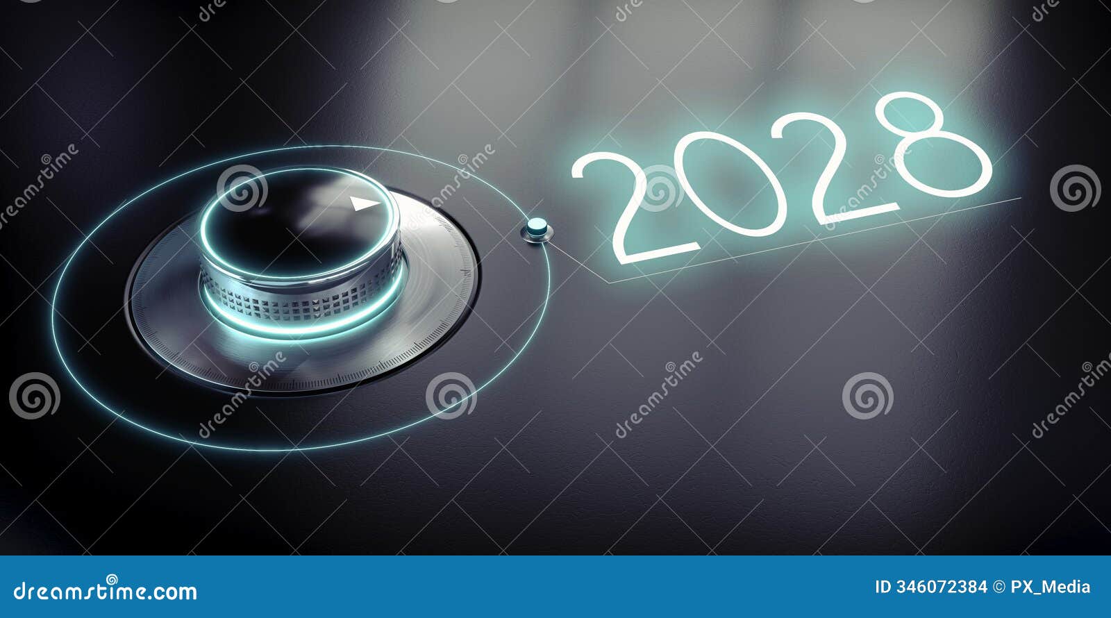 2028 - Rotary Knob and Glowing Word Stock Illustration - Illustration ...