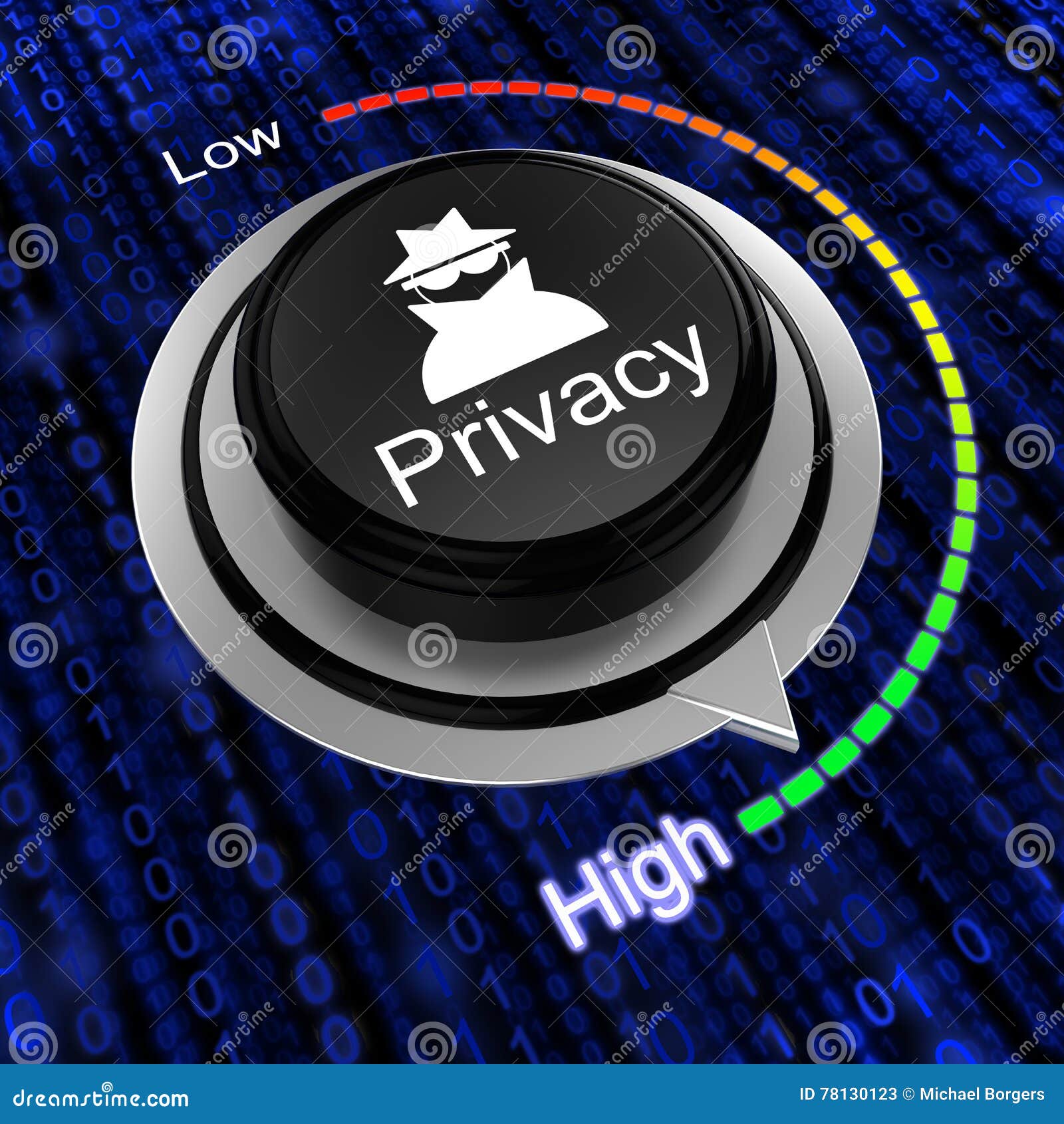 Rotary Knob Increase Privacy Cybersecurity Concept Stock Illustration ...