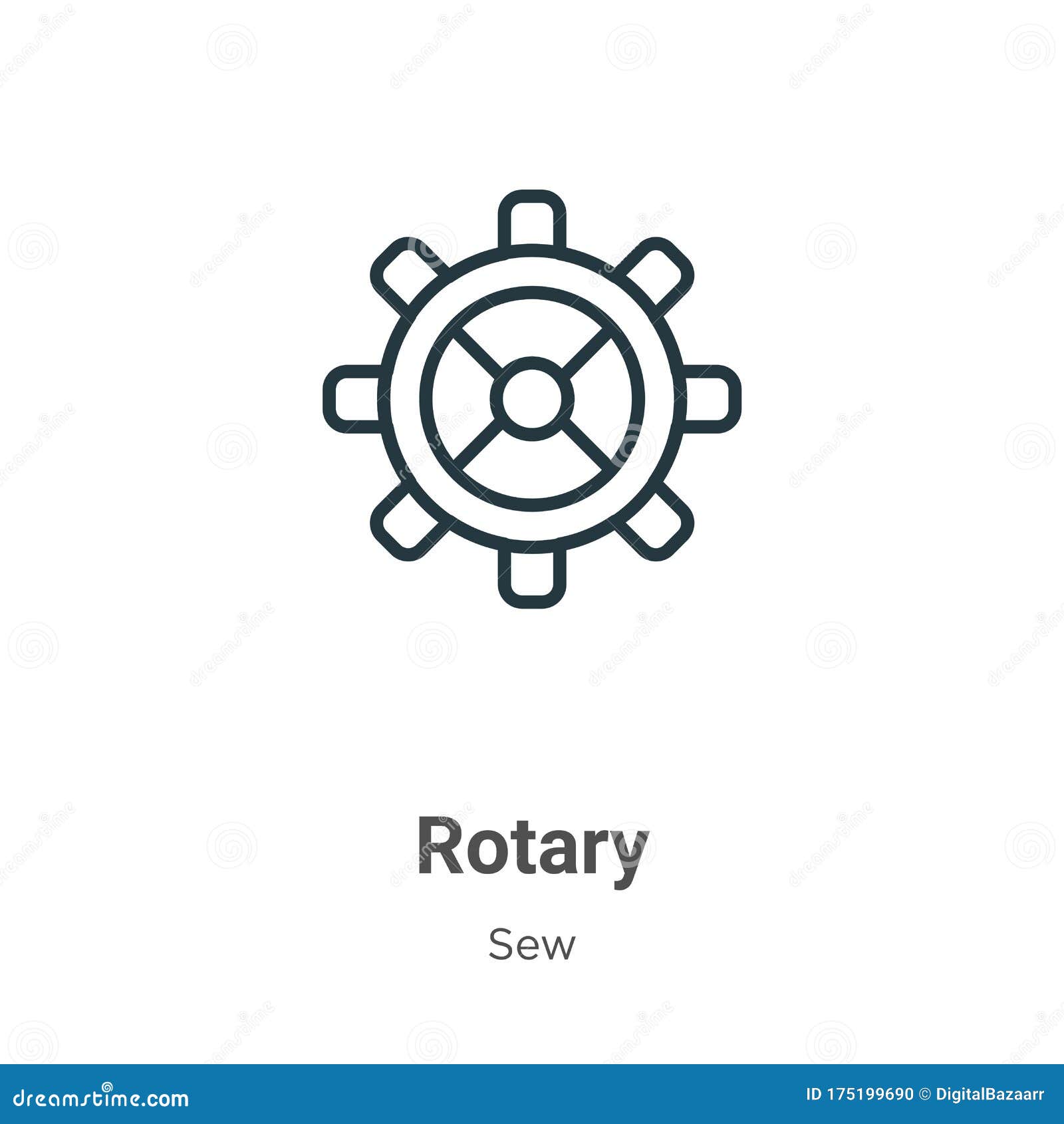 Rotary Outline Vector Icon. Thin Line Black Rotary Icon, Flat Vector ...
