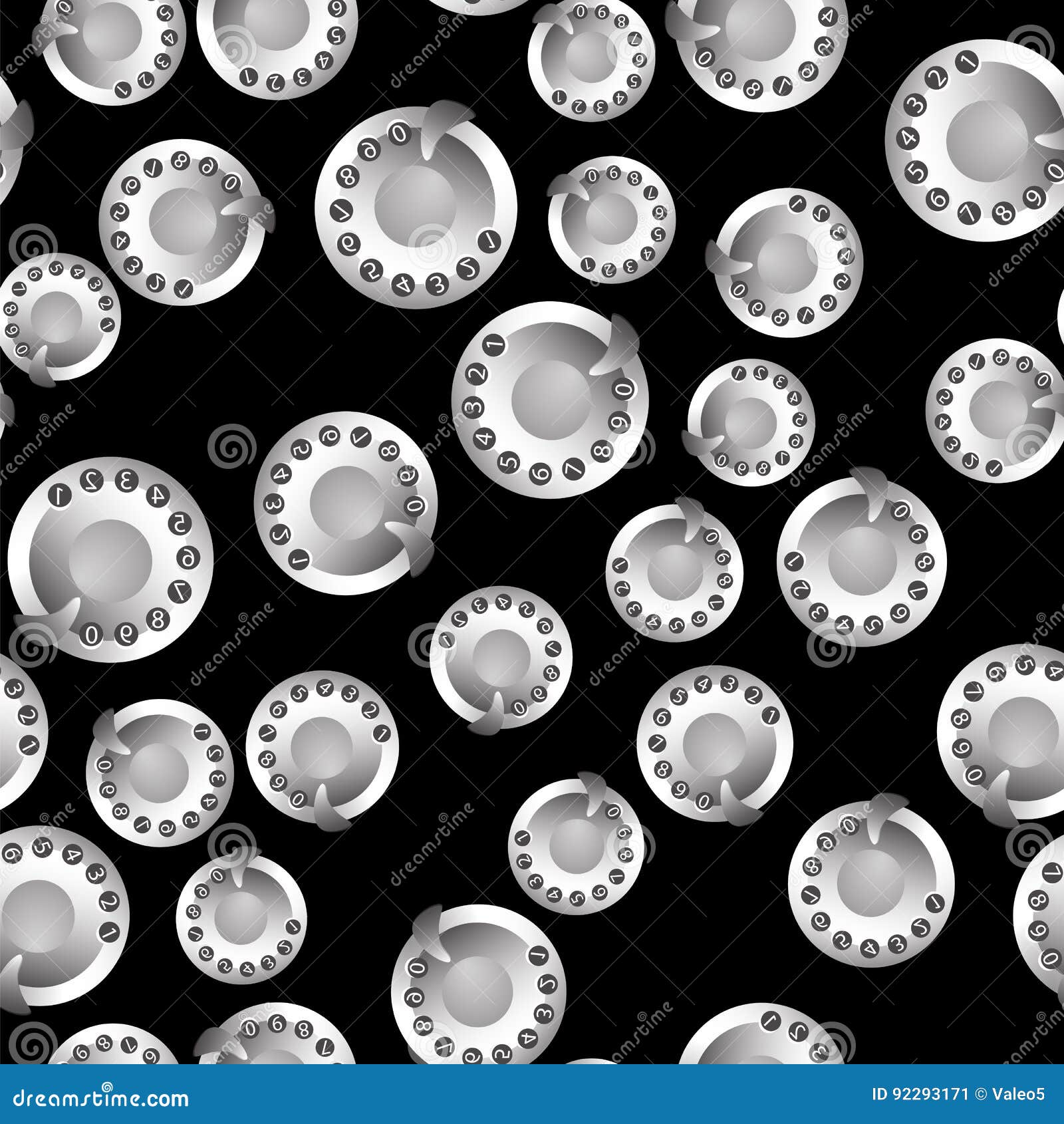 Rotary Phone Dial Icons Seamless Pattern Stock Vector - Illustration of ...