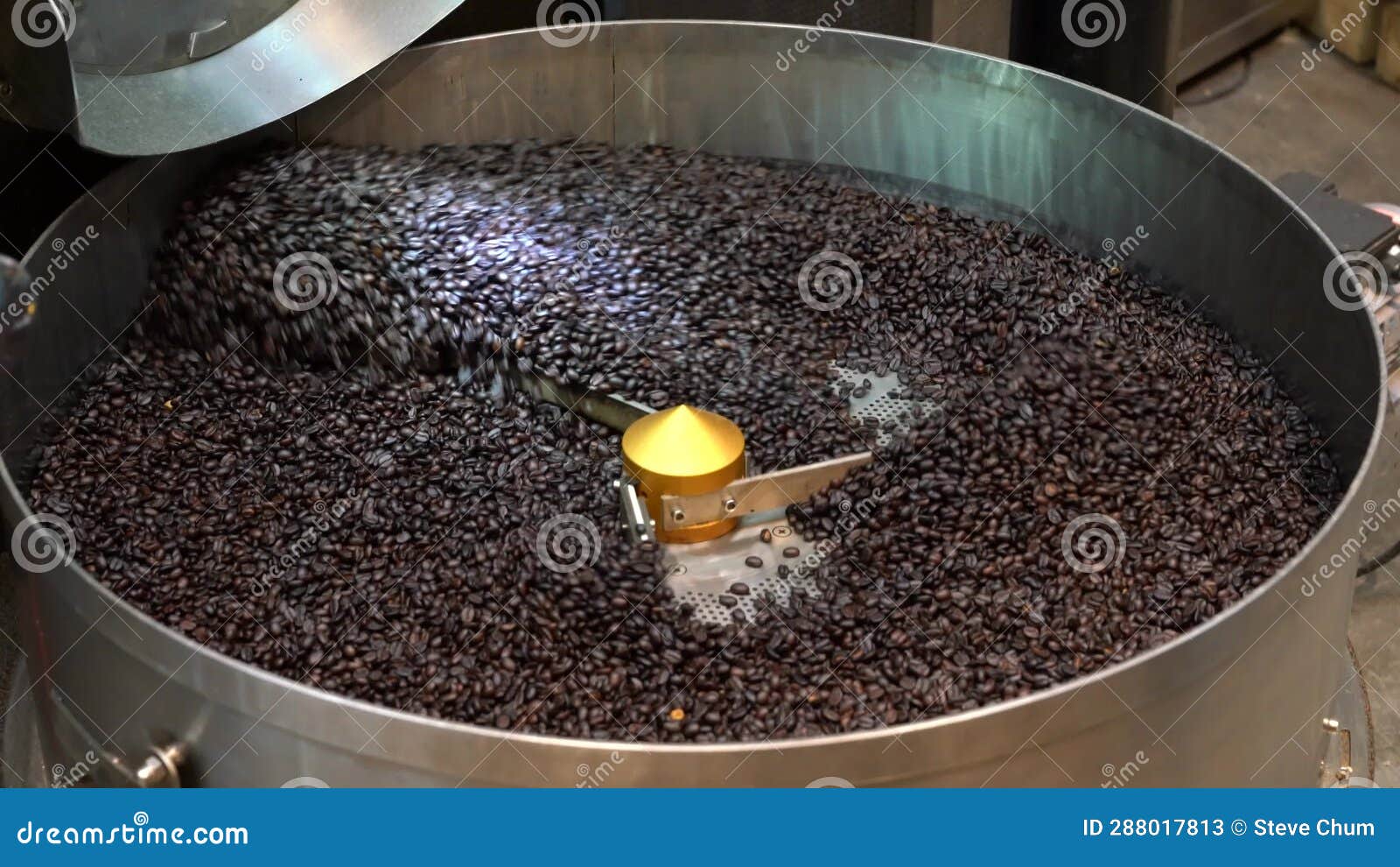 Rotary Roaster for Industrial Coffee Beans in Operation Stock Video ...