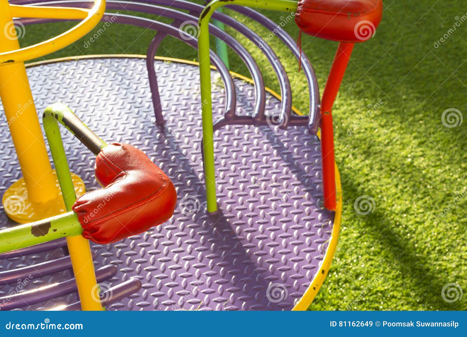 Rotary Swing Playground on Green Grass. Stock Image - Image of play ...