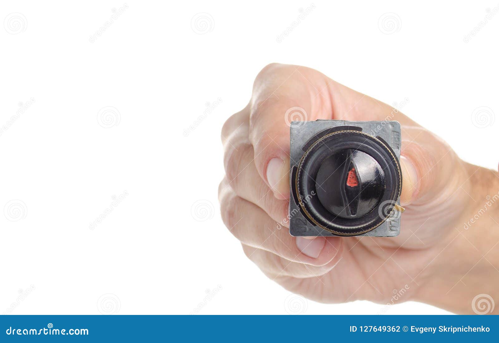 Rotary switchin a hand stock photo. Image of start, industry - 127649362