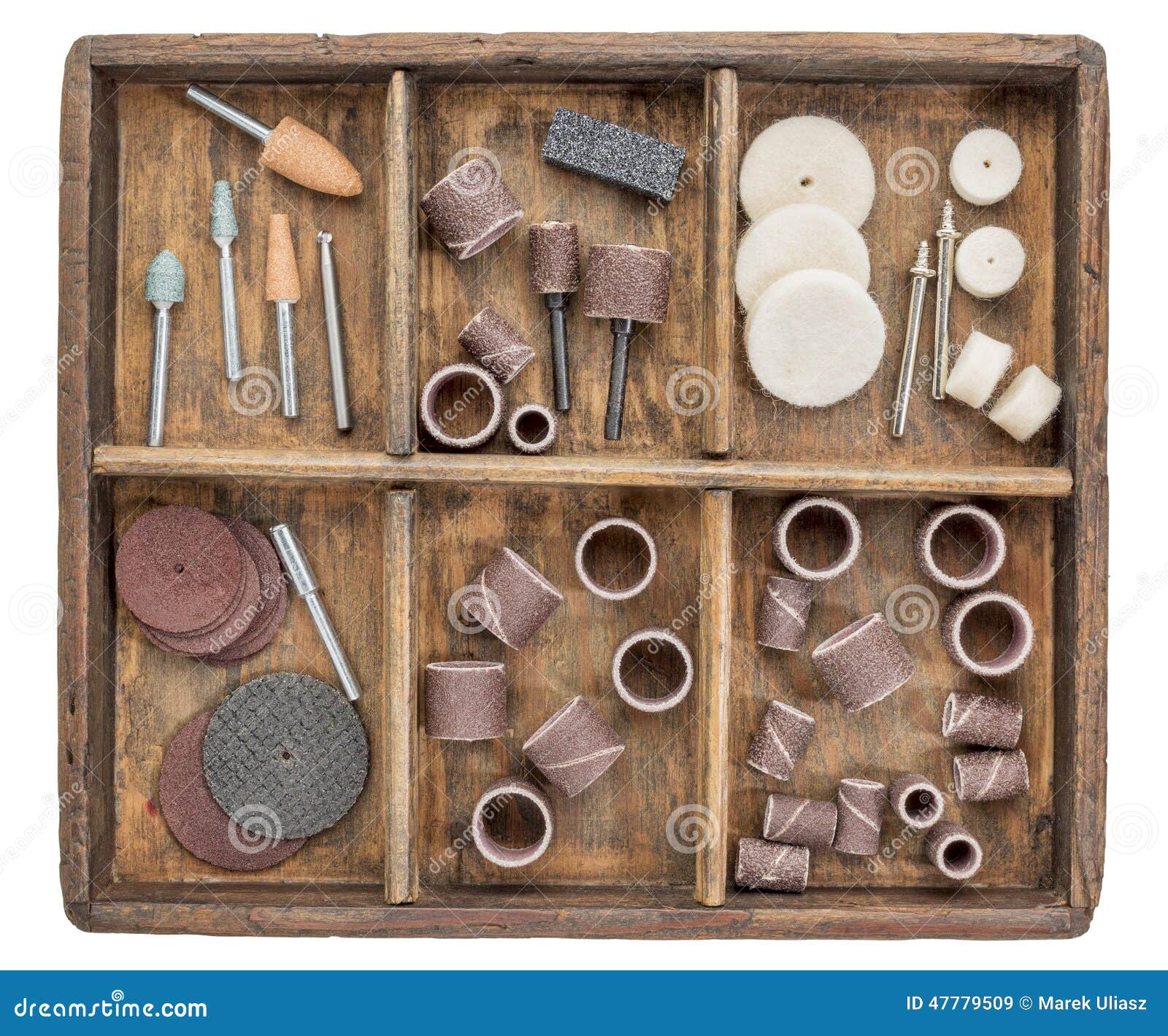 Rotary tools in rustic boc stock image. Image of reason - 47779509