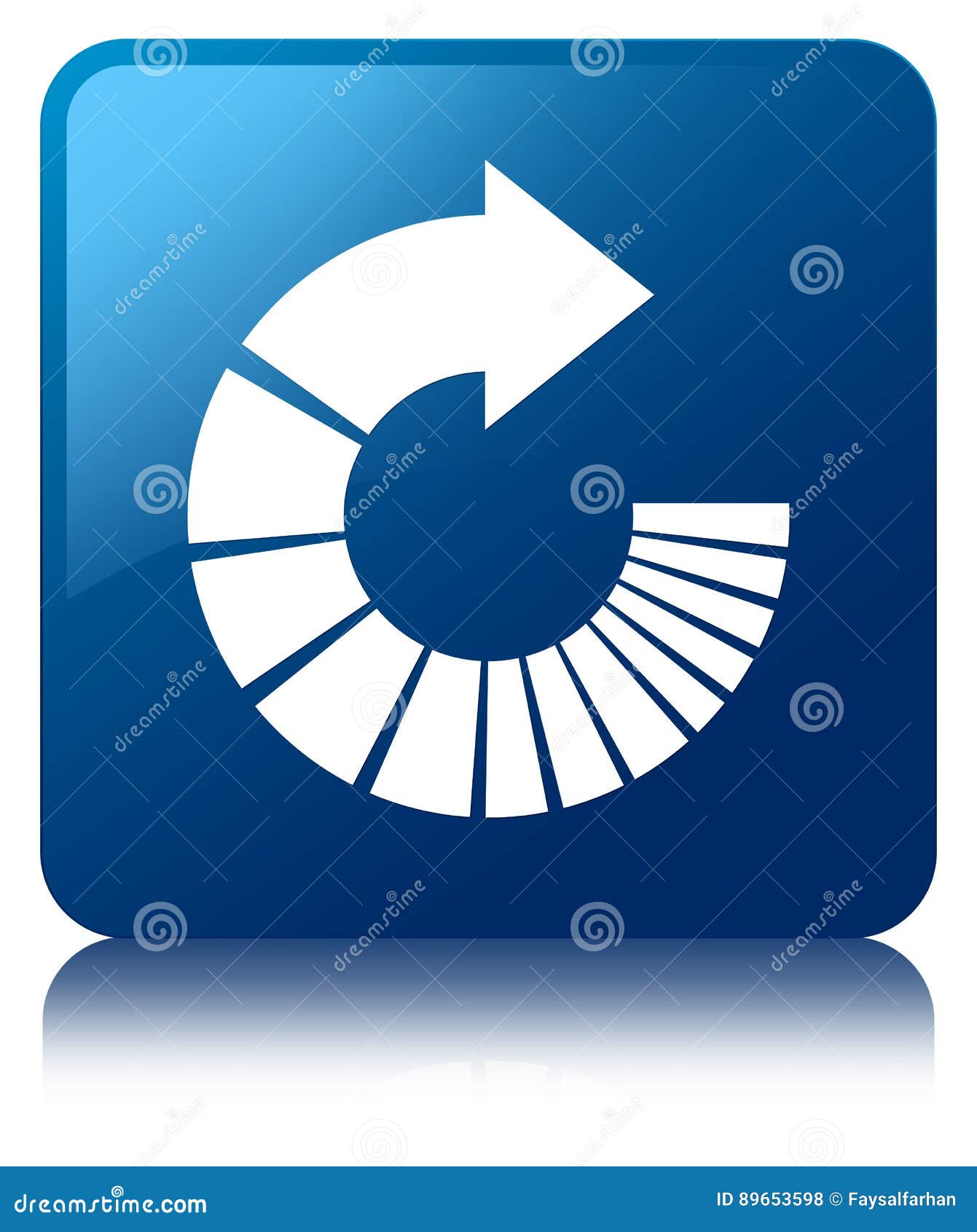 Rotate Arrow Icon Blue Square Button Stock Illustration - Illustration ...