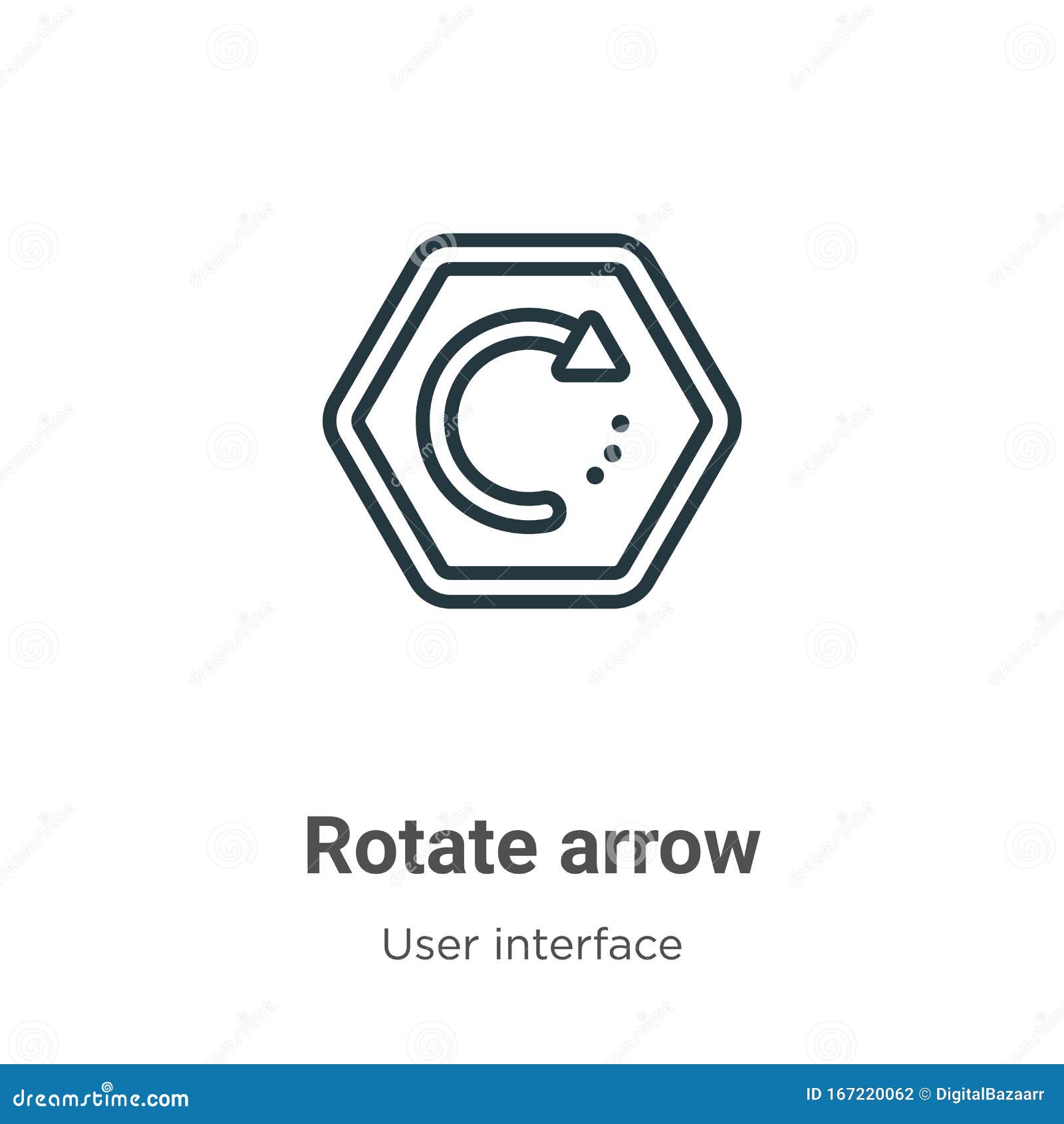 Rotate Arrow Outline Vector Icon. Thin Line Black Rotate Arrow Icon ...