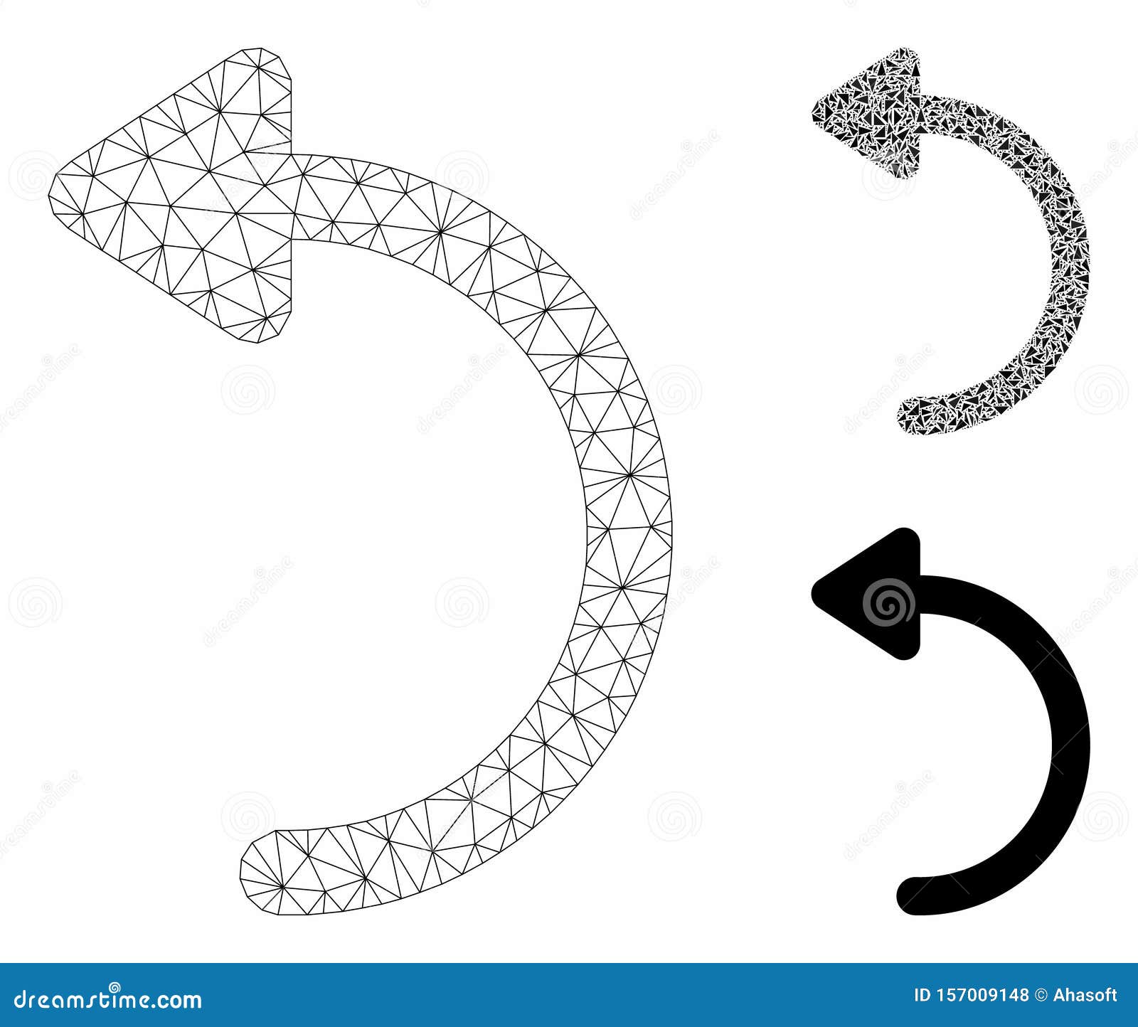 Rotate CCW Vector Mesh 2D Model and Triangle Mosaic Icon Stock Vector ...