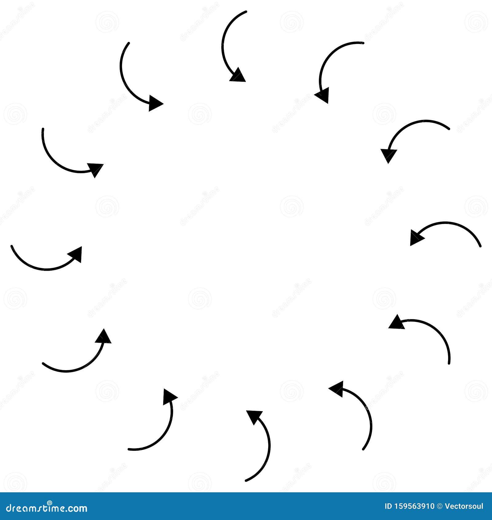 Rotate Circular Radial Arrows For Cycle Iteration Concepts