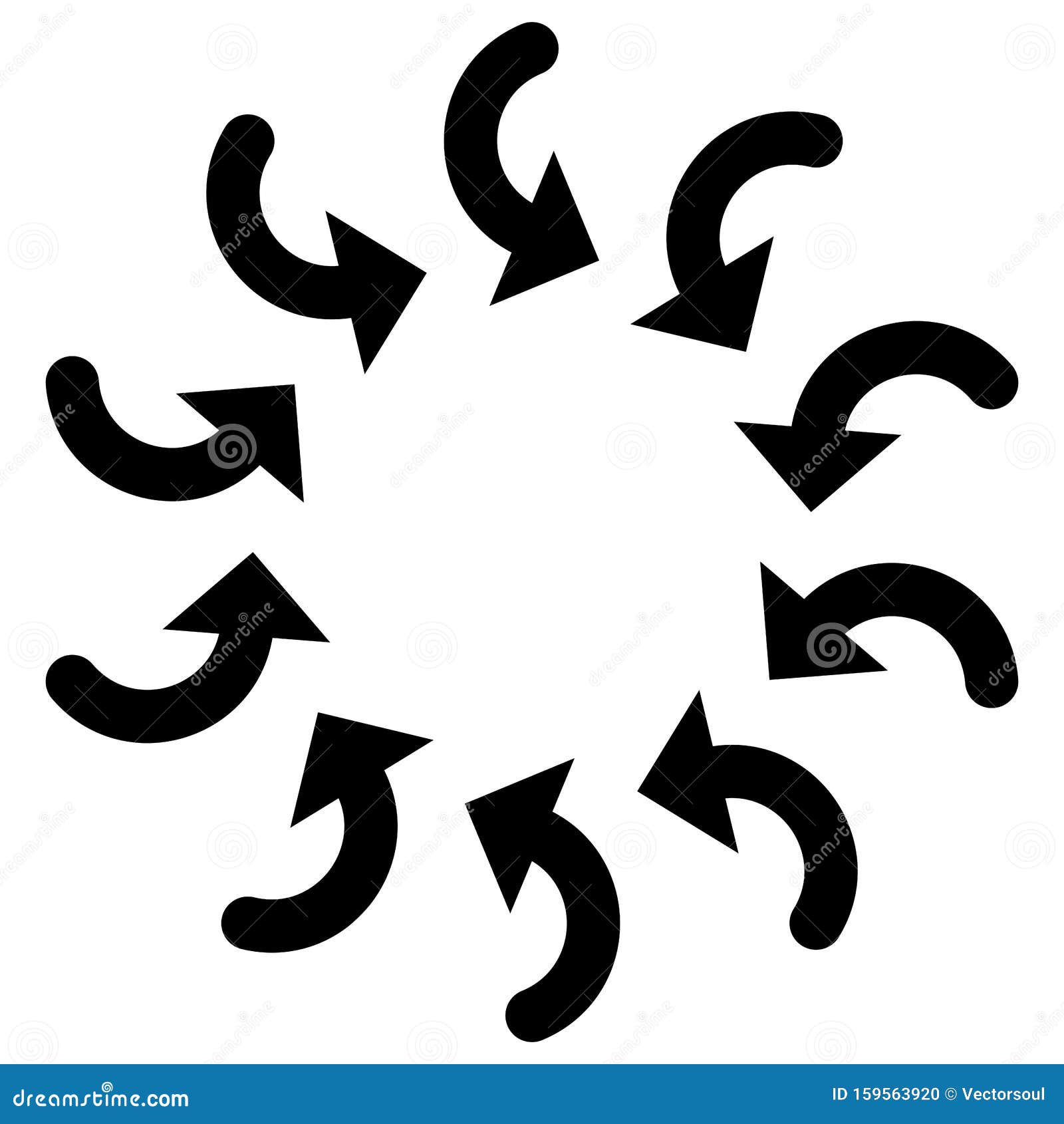 Rotate Circular Radial Arrows For Cycle Iteration Concepts