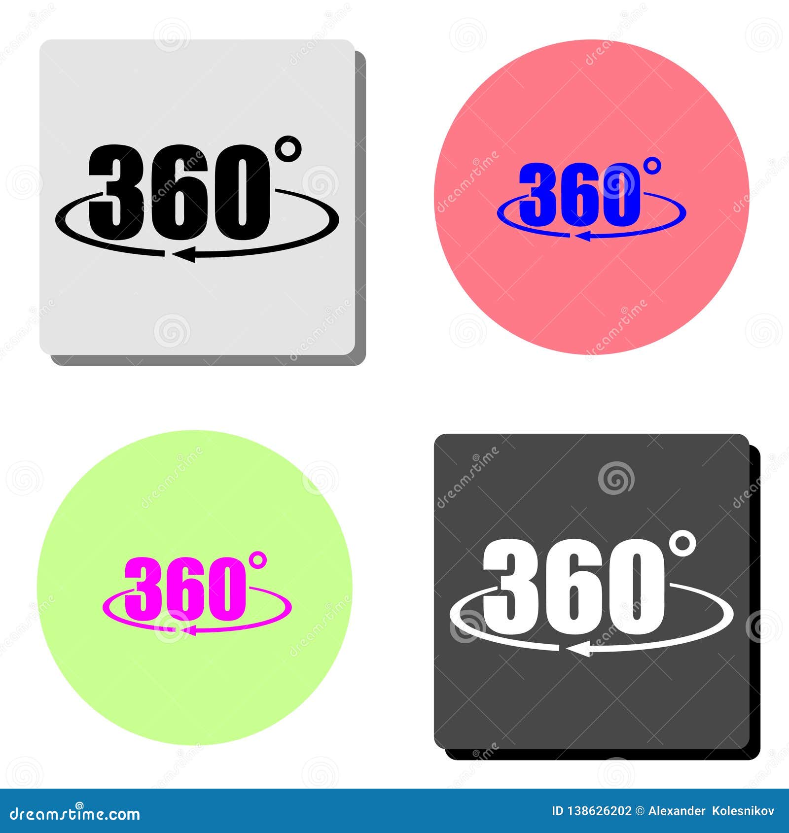 Rotate 360 Degrees. Flat Vector Icon Stock Illustration - Illustration ...