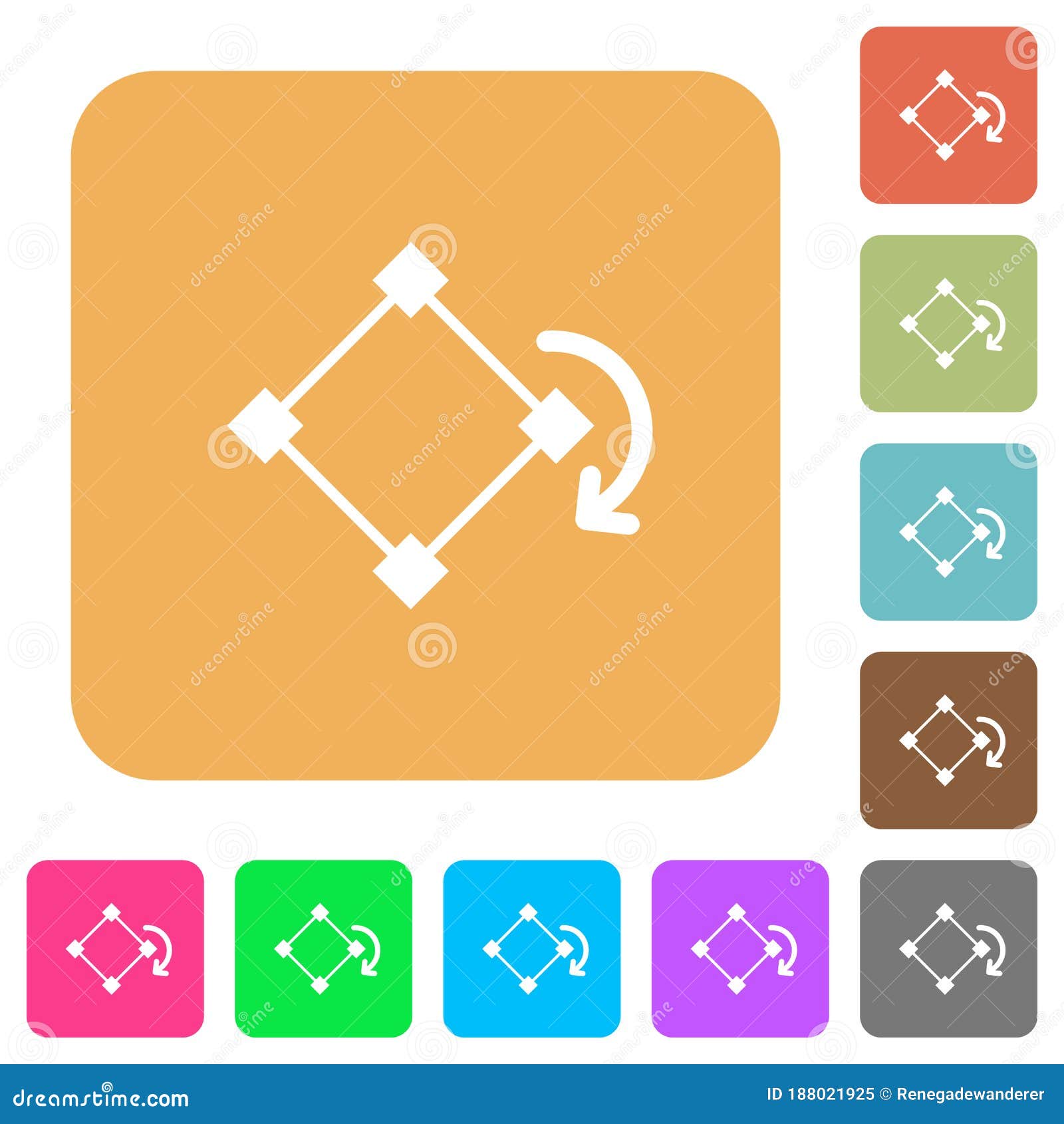 Rotate Element Rounded Square Flat Icons Stock Vector - Illustration of ...