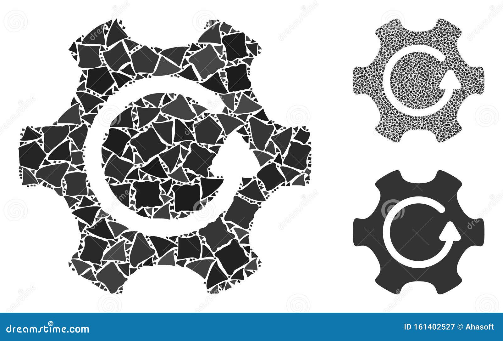 Rotate Gear Composition Icon of Trembly Pieces Stock Vector ...