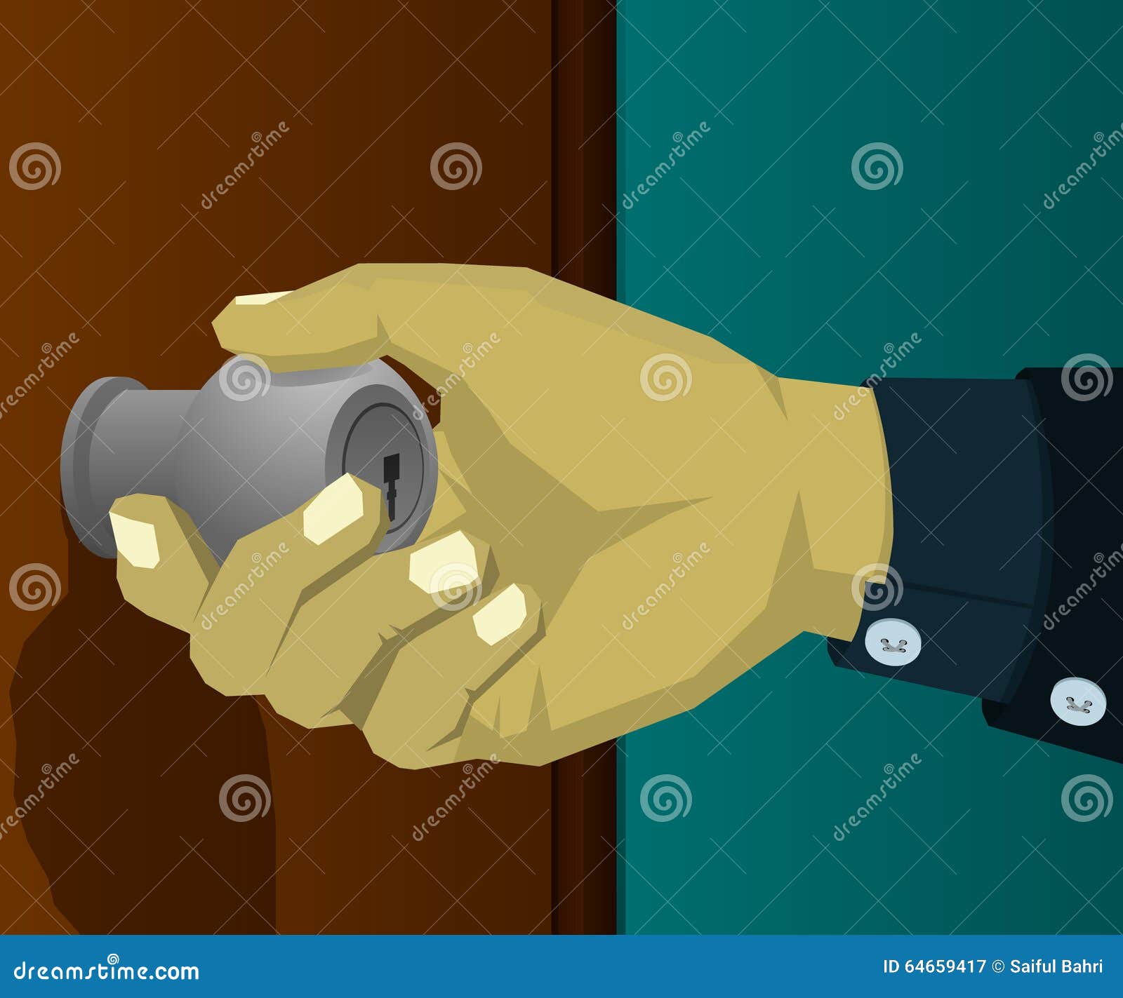 Rotate the Handle To Open the Door Stock Vector - Illustration of ...