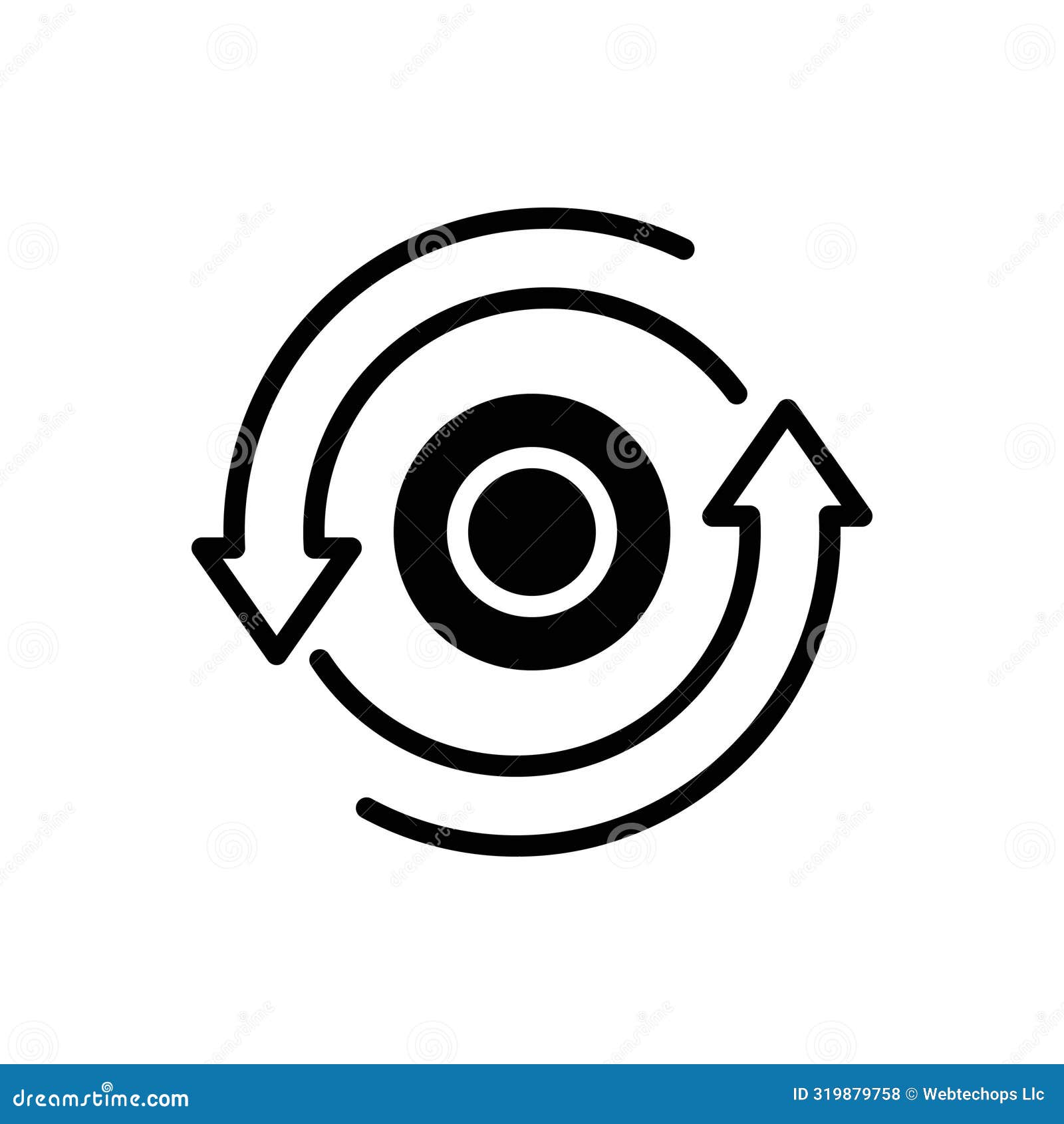 Black Solid Icon for Rotate, Refresh and Repeat Stock Illustration ...